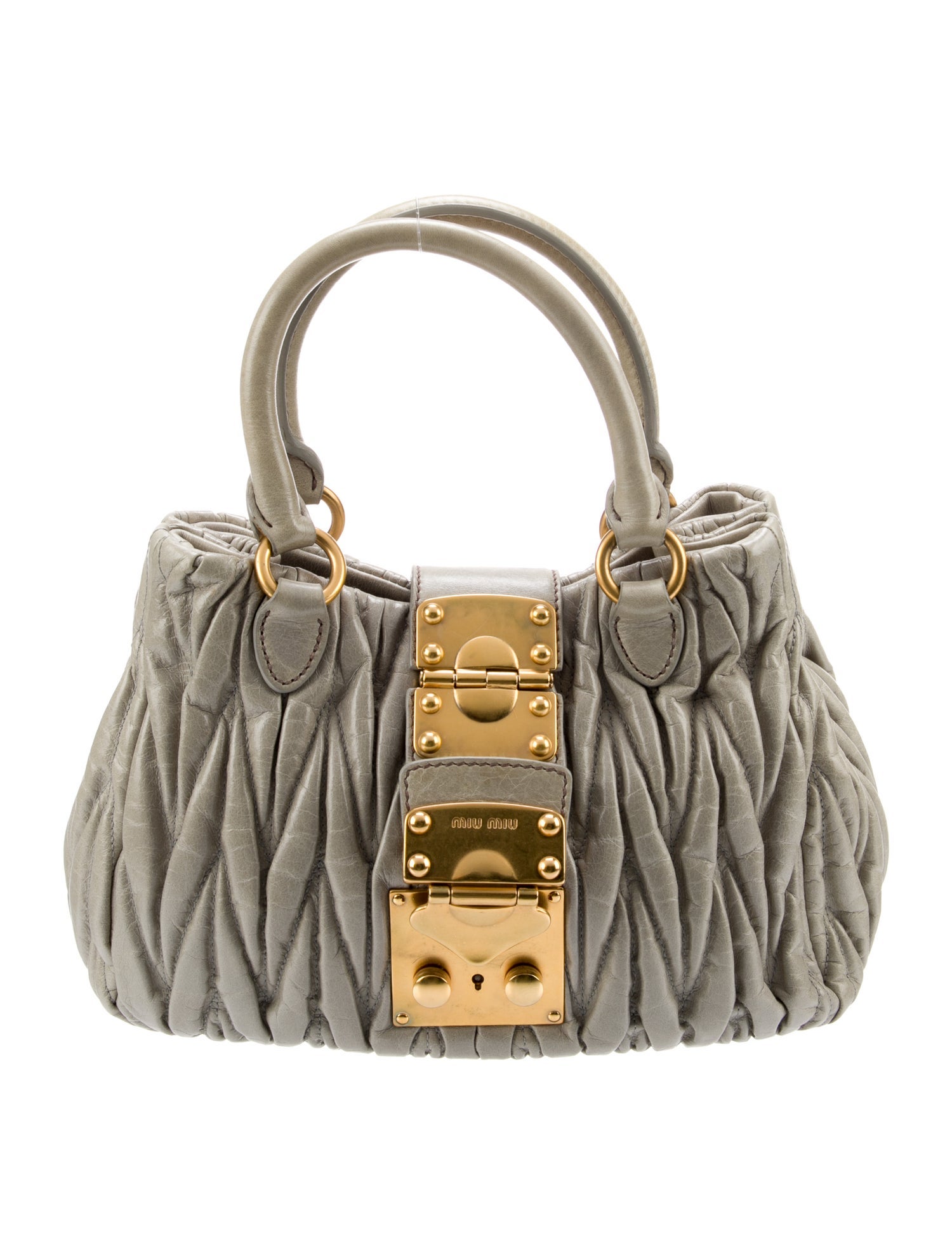 Miu Miu Quilted Leather Handle Bag - Grey Handle Bags, Handbags - MIU181423 | The RealReal