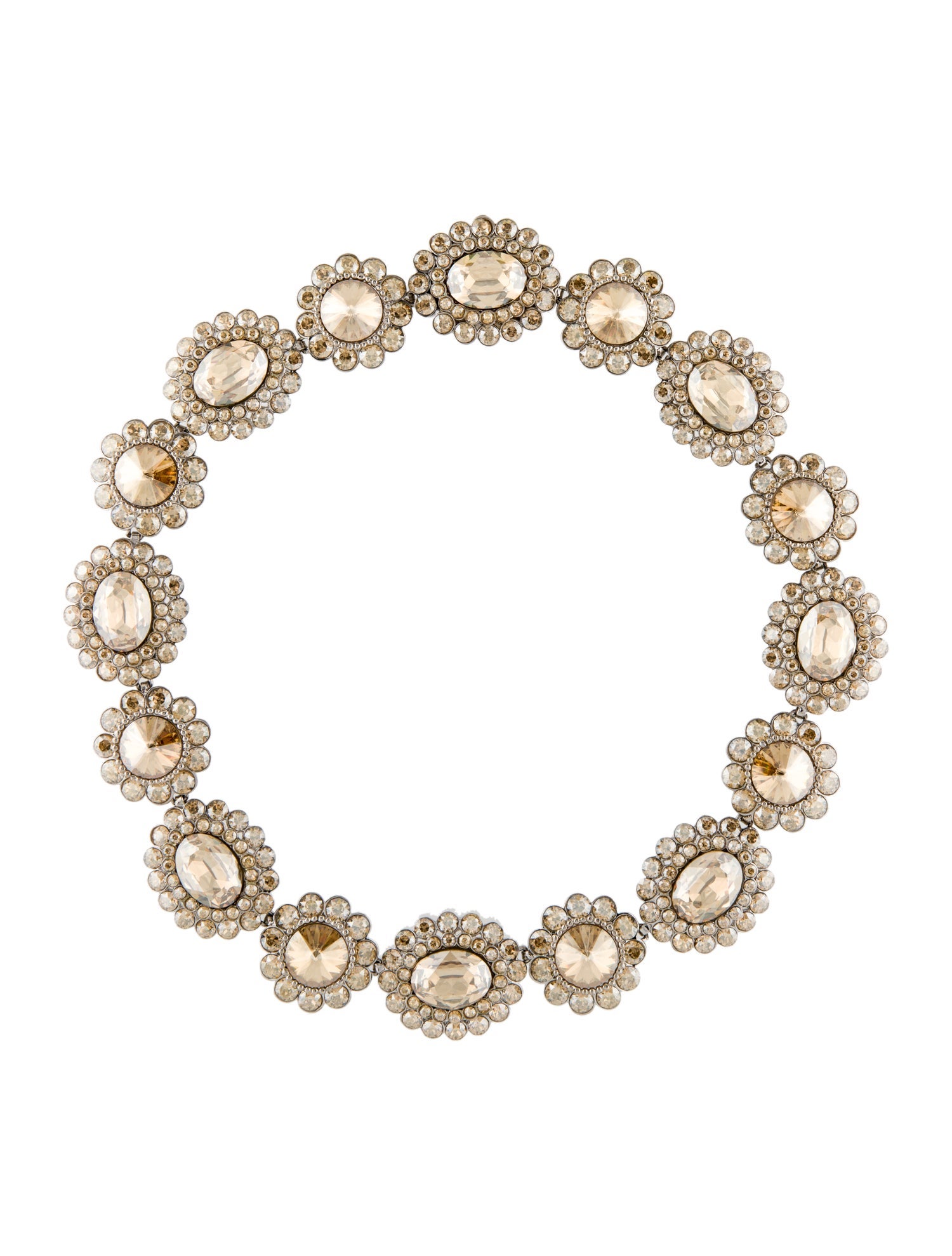 Miu Miu Crystal Collar Necklace - Silver-Tone Metal Collar, Necklaces ...