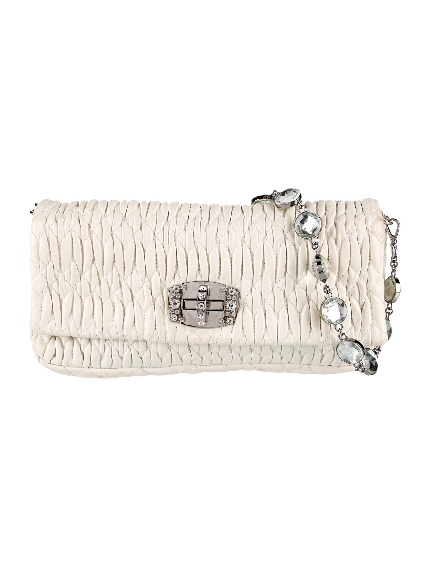 Miu Miu Leather Shoulder Bag - Neutrals Shoulder Bags, Handbags - MIU183533 | The RealReal