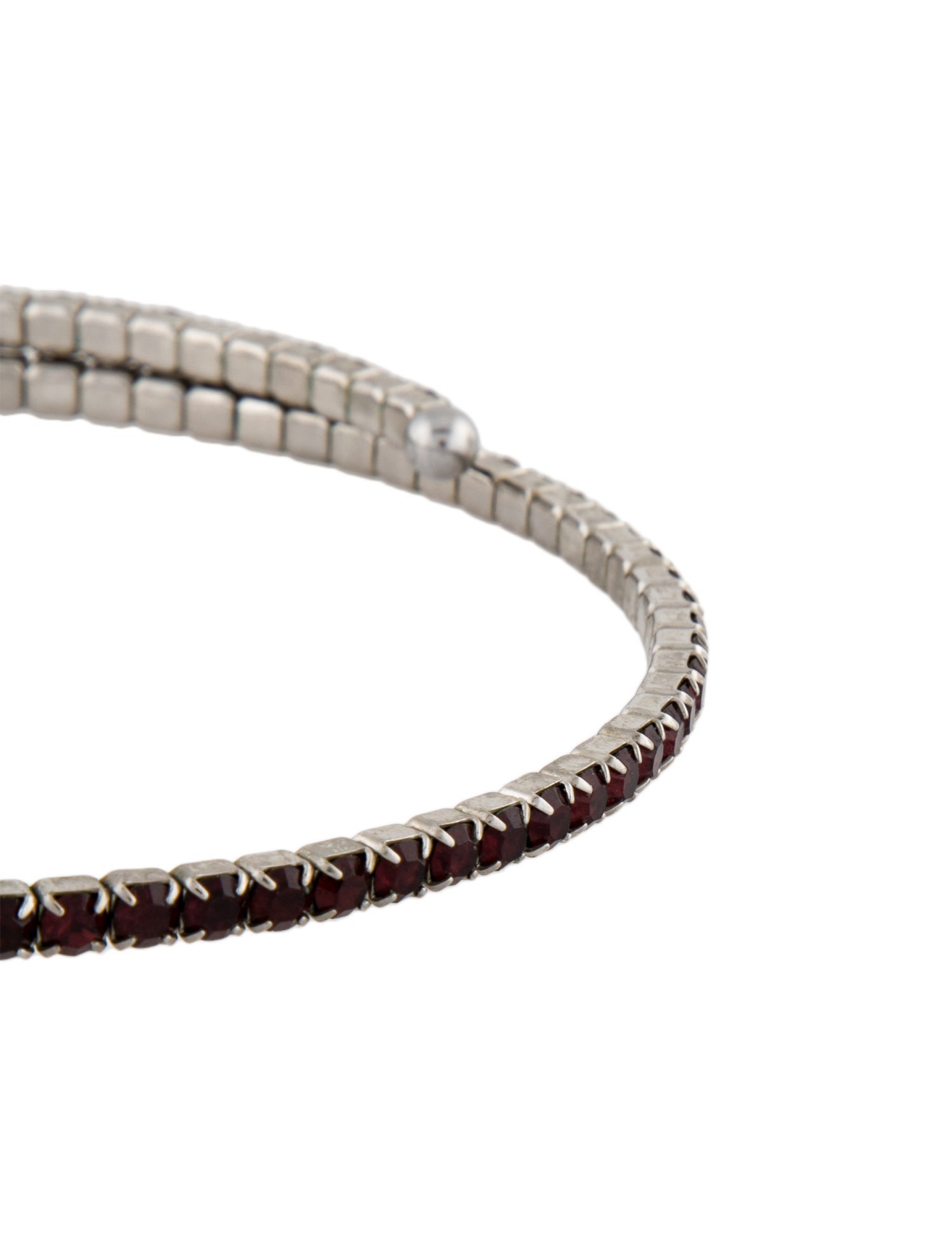 Miu Miu Crystal Choker Necklace - Burgundy, Silver-Tone Metal Choker ...