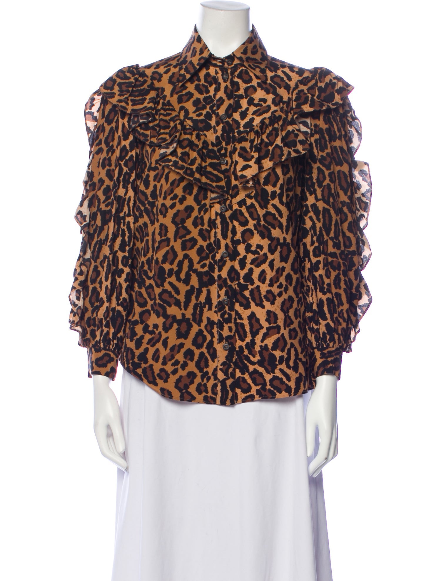 Miu Miu 2018 Silk Button-Up Top - Brown Tops, Clothing - MIU187183 ...