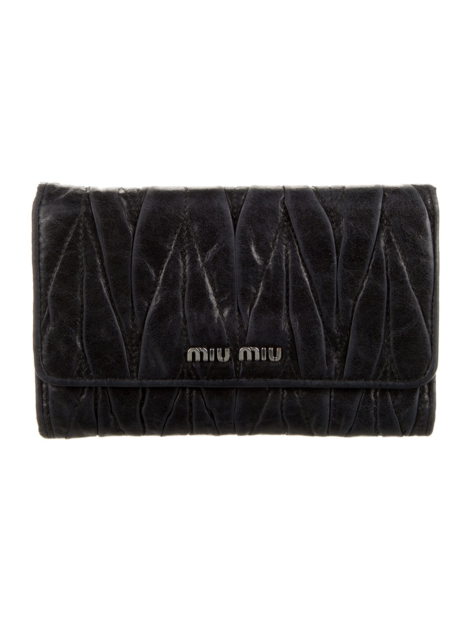 Miu Miu Leather Compact Wallet - Black Wallets, Accessories - MIU189274 ...