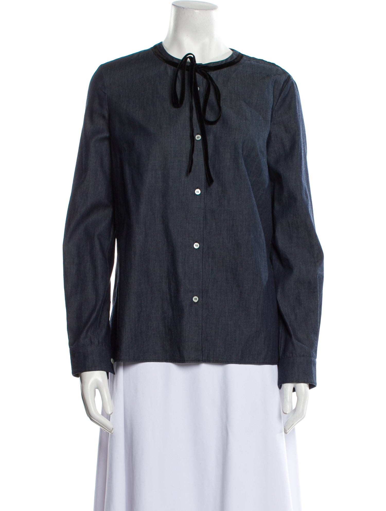 Miu Miu 2016 Crew Neck Button-Up Top - Blue Tops, Clothing - MIU190790 ...