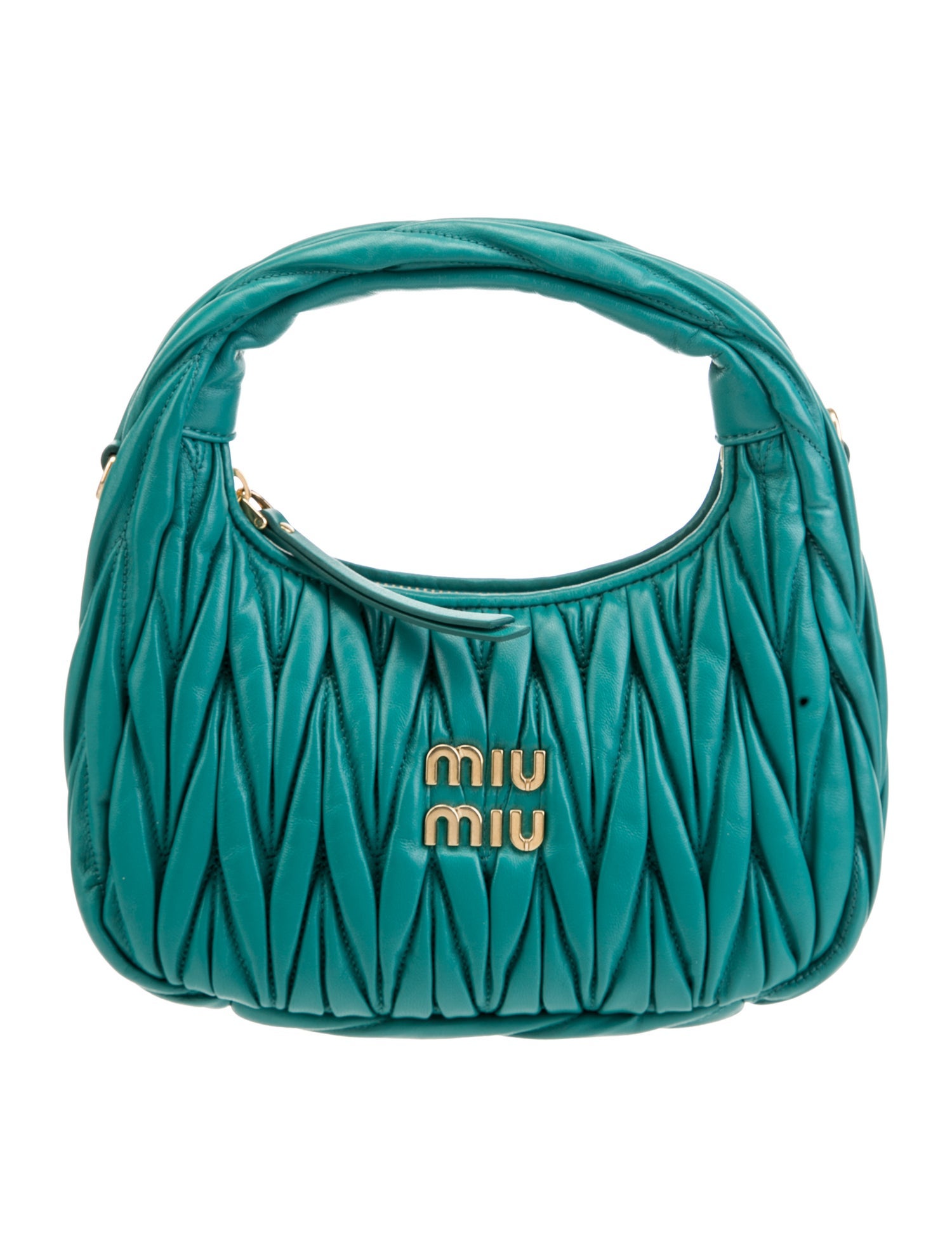 Miu Miu Ruched Leather Handle Bag - Green Handle Bags, Handbags - MIU191337 | The RealReal