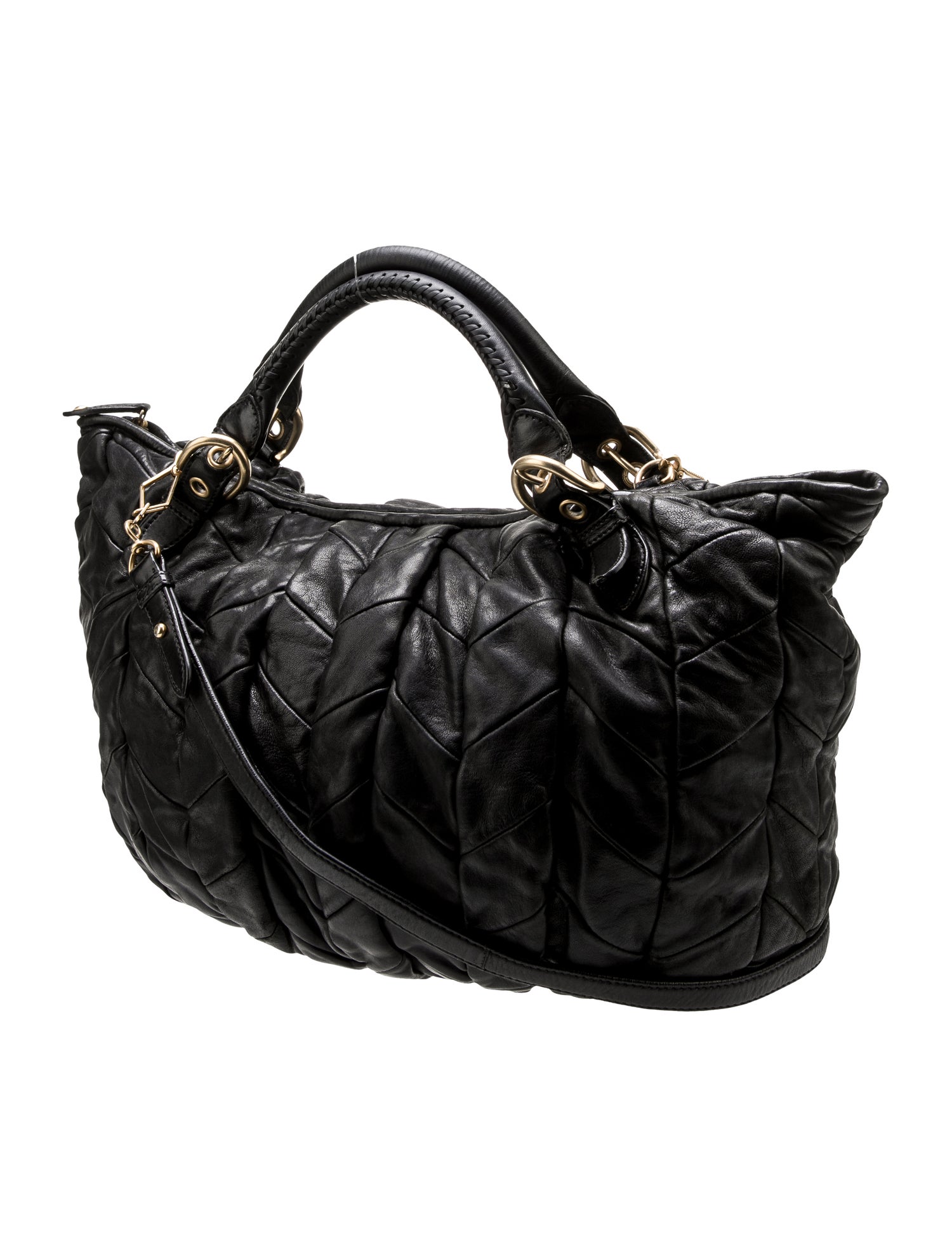 Miu Miu Leather Shoulder Bag - Black Handle Bags, Handbags - MIU189525 | The RealReal