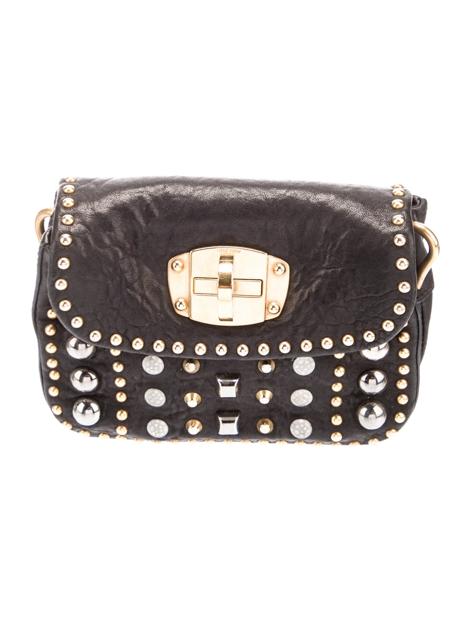 Miu Miu Leather Studded Clutches - Black Clutches, Handbags - MIU194603 ...