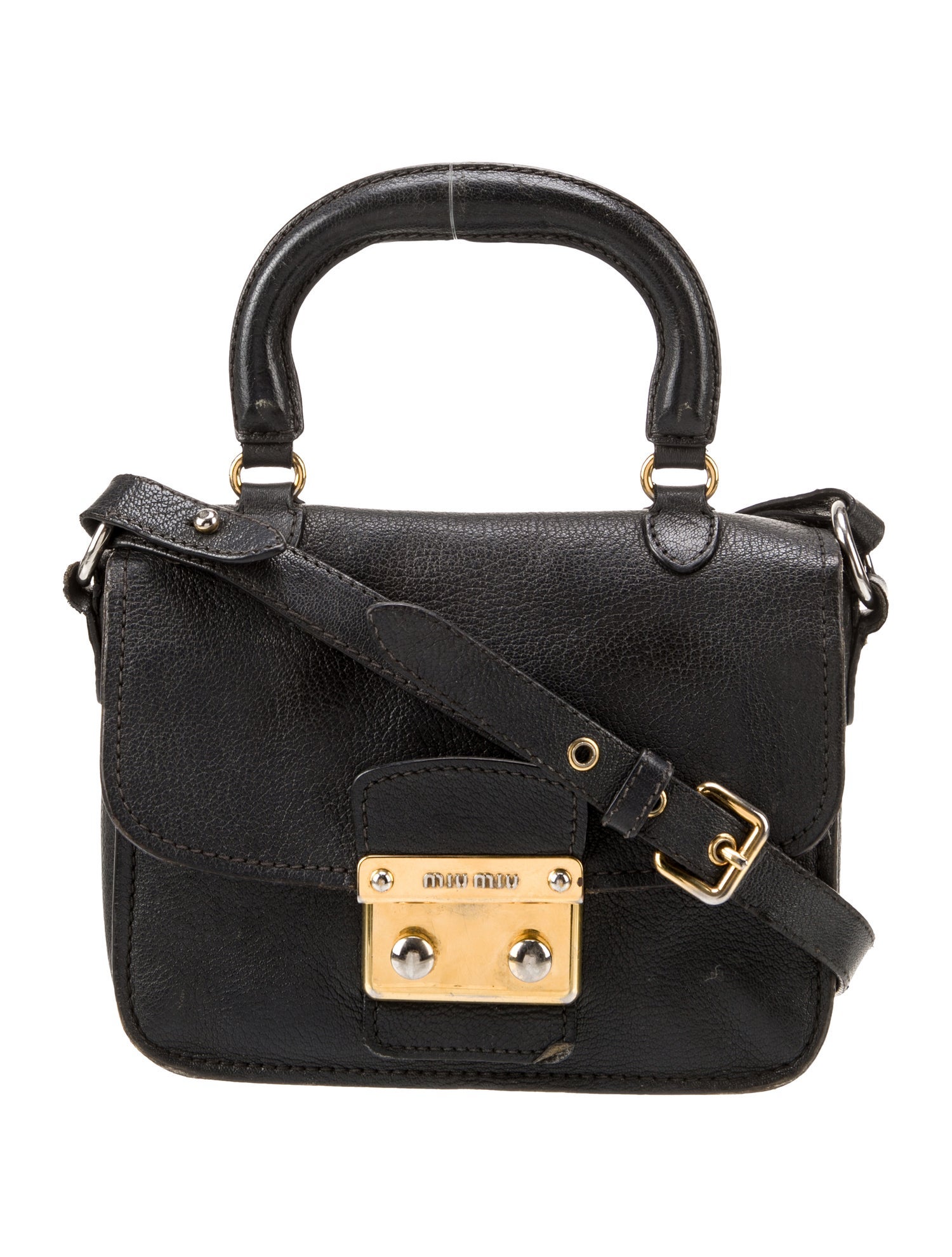 Miu Miu Leather Top Handle Bag - Black Handle Bags, Handbags - MIU202347 | The RealReal