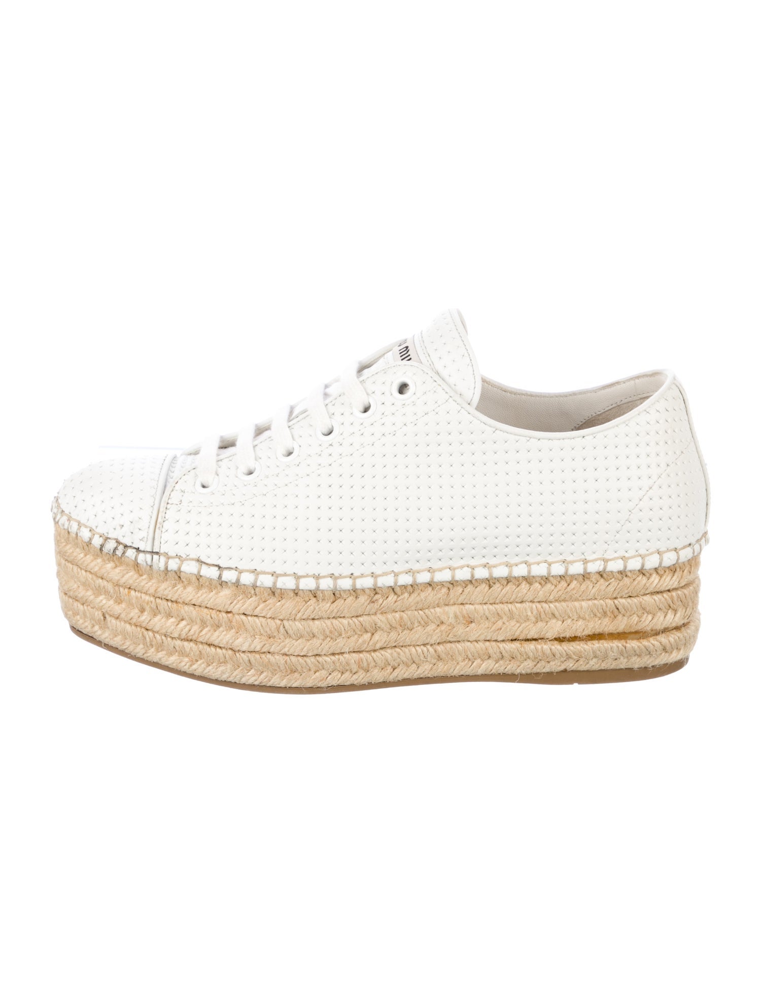 Miu Miu Leather Espadrille Sneakers - White Sneakers, Shoes - MIU202676 ...