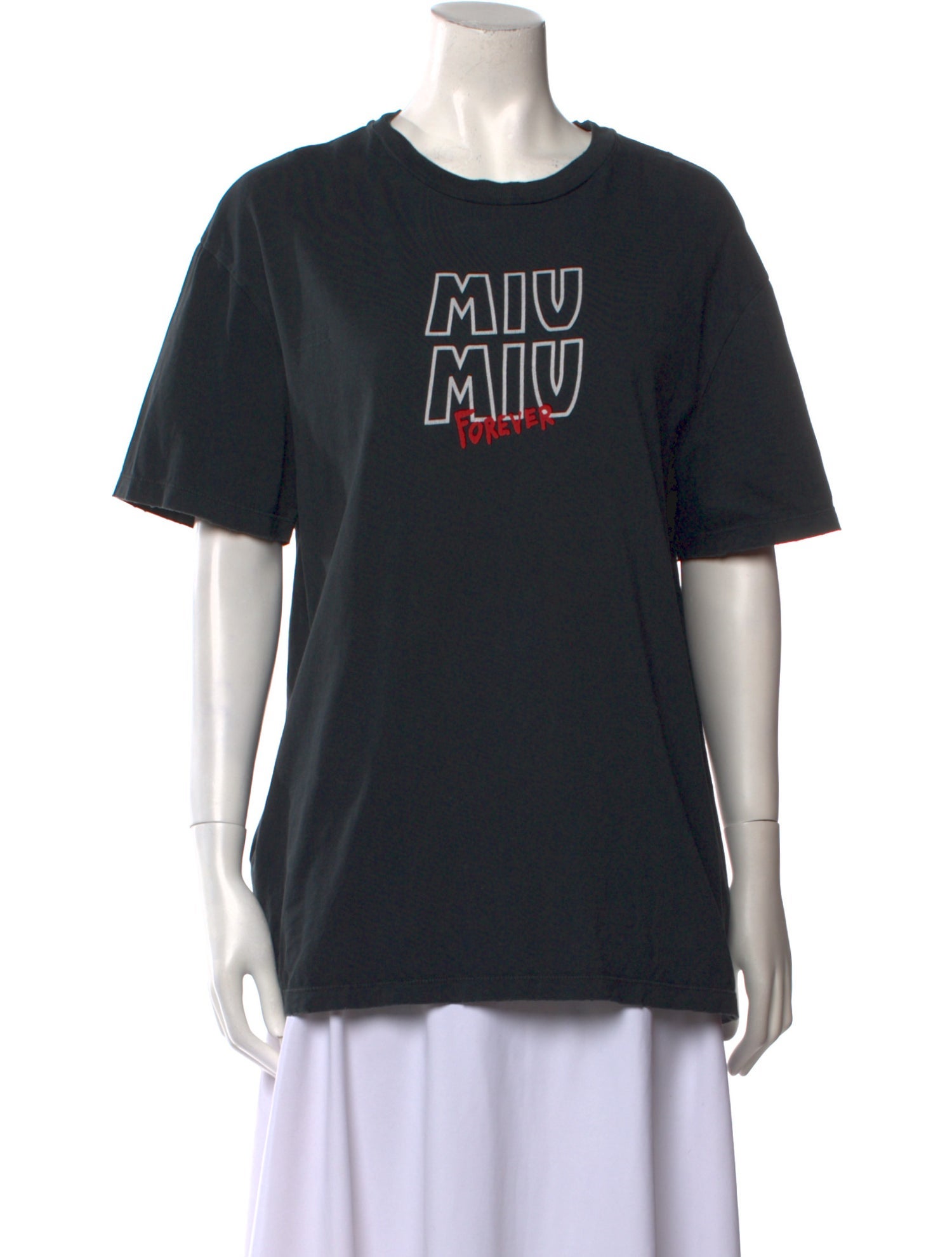Miu Miu 2019 Graphic Print T-Shirt - Black Tops, Clothing - MIU211395 | The RealReal