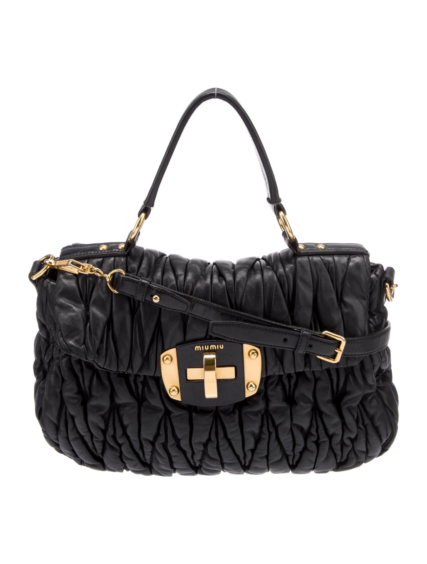 Miu Miu Lambskin Top Handle Bag - Black Handle Bags, Handbags - MIU214240 | The RealReal