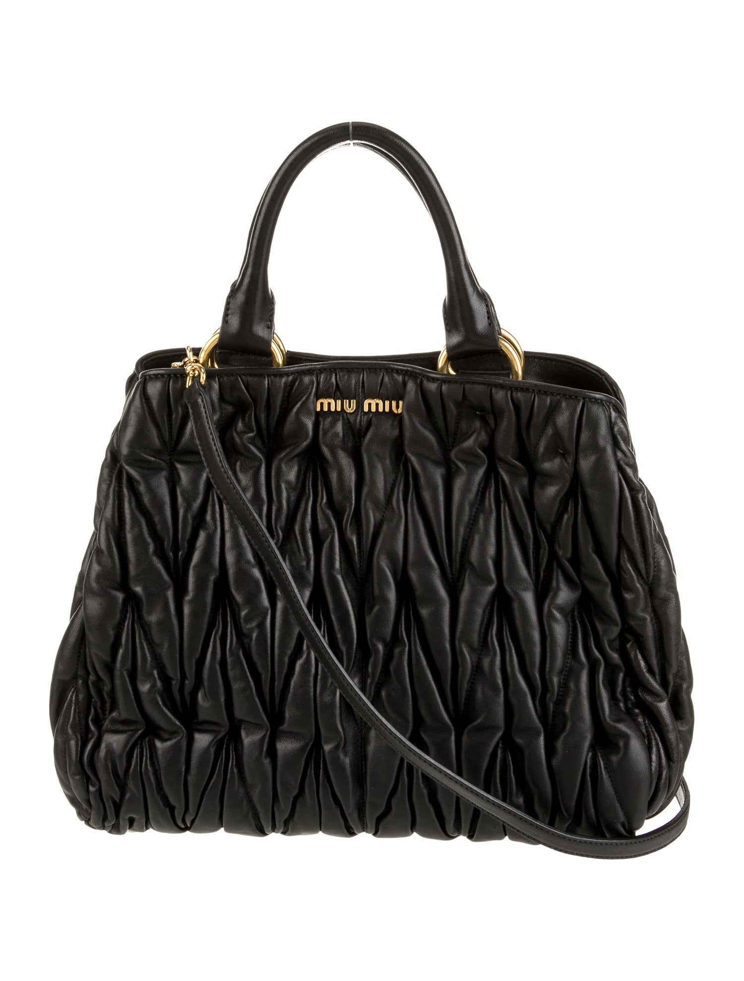 Miu Miu Leather Top Handle Bag - Black Handle Bags, Handbags - MIU217670 | The RealReal