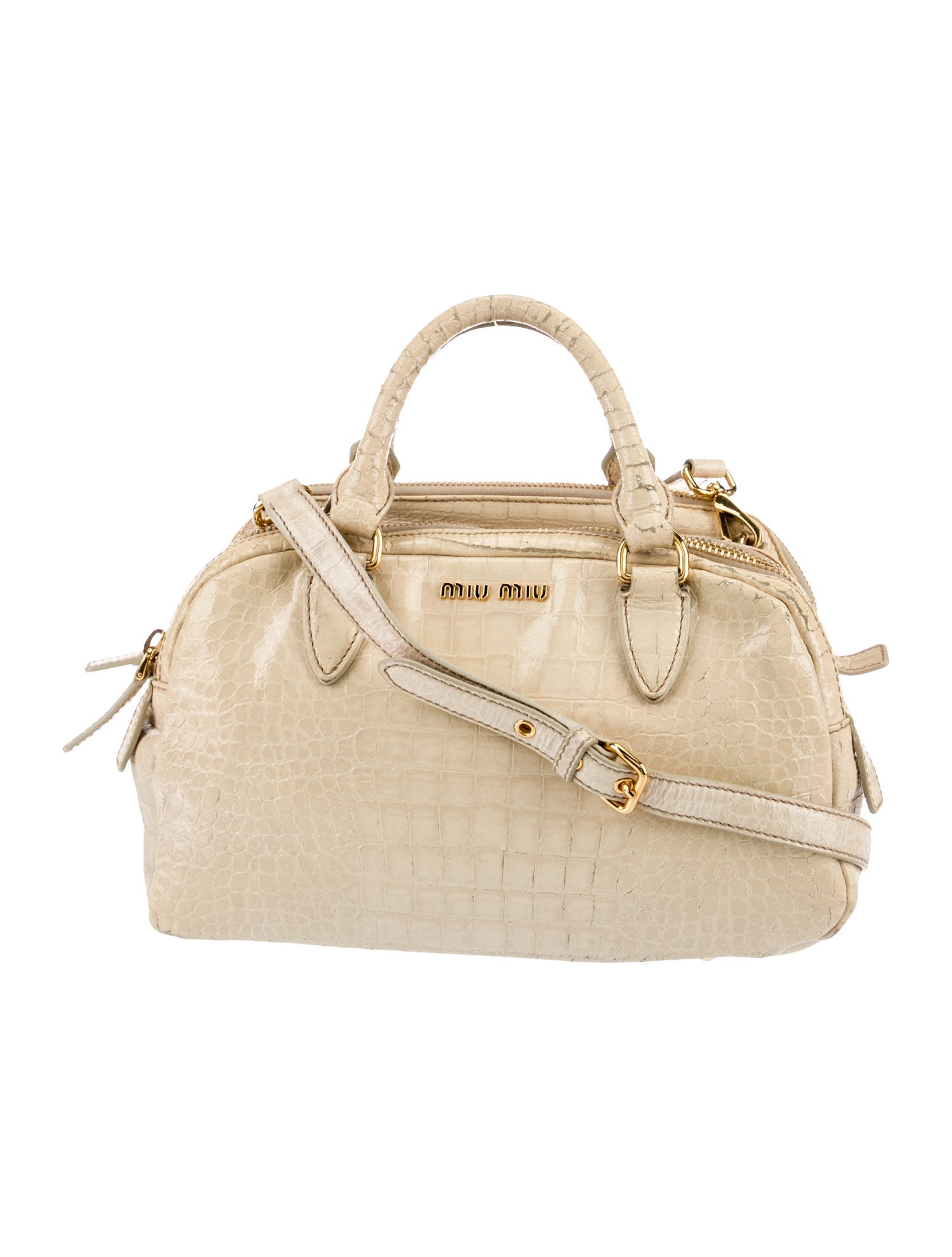 Miu Miu Patent Leather Top Handle Bag - Neutrals Handle Bags, Handbags - MIU218464 | The RealReal
