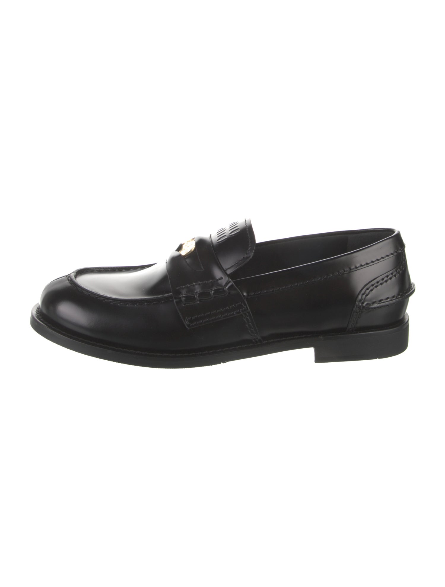Miu Miu Leather Loafers - Black Flats, Shoes - MIU219306 | The RealReal