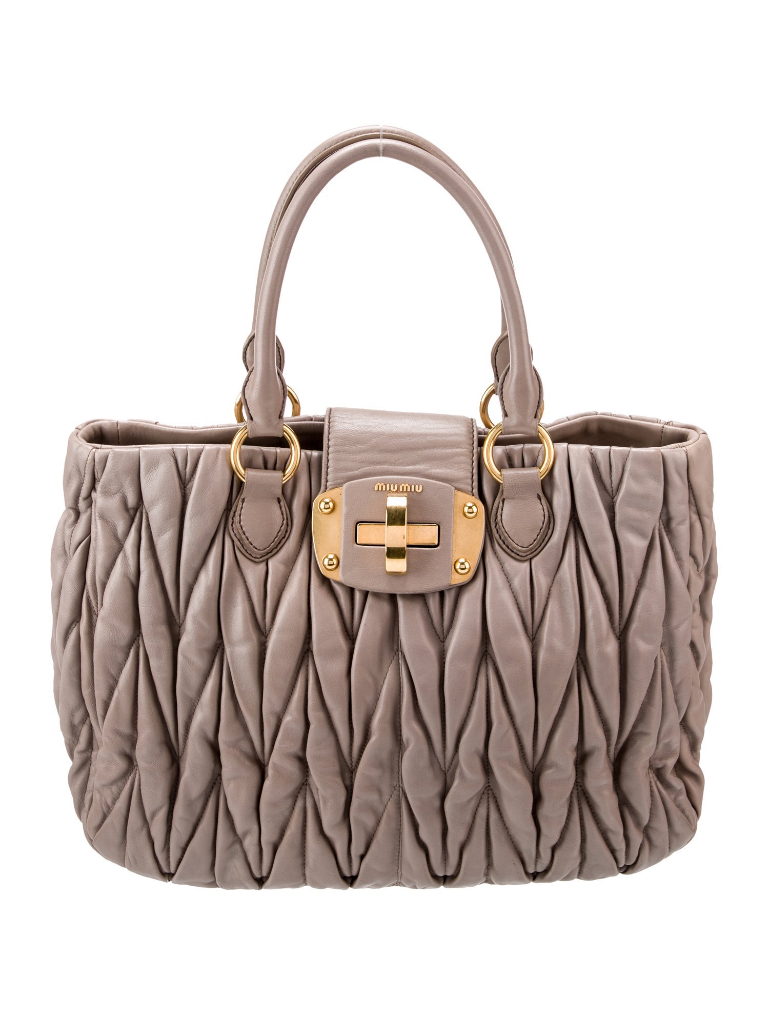 Miu Miu Leather Top Handle Bag - Neutrals Handle Bags, Handbags ...