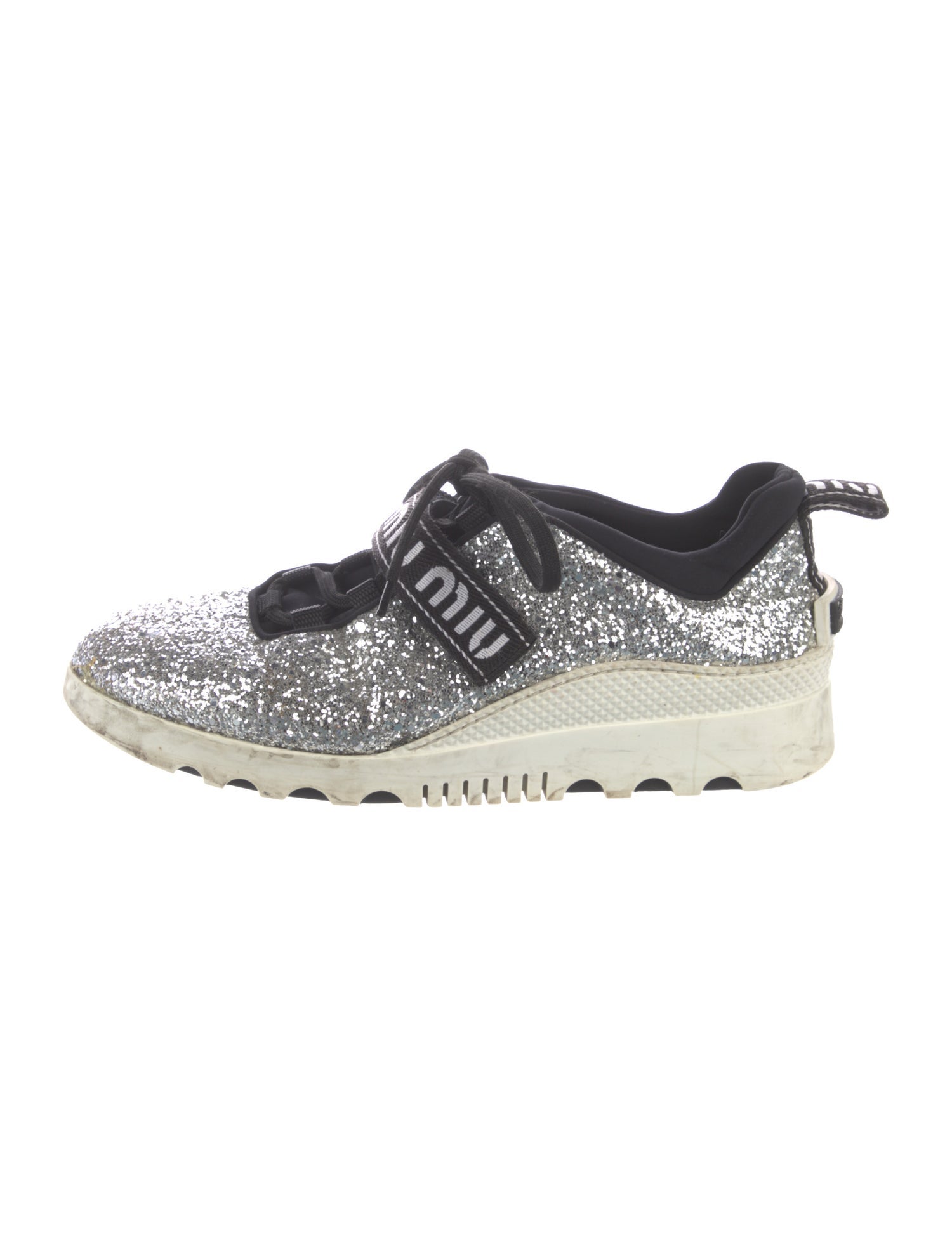 Miu Miu Glitter Colorblock Pattern Sneakers - Metallic Sneakers, Shoes ...