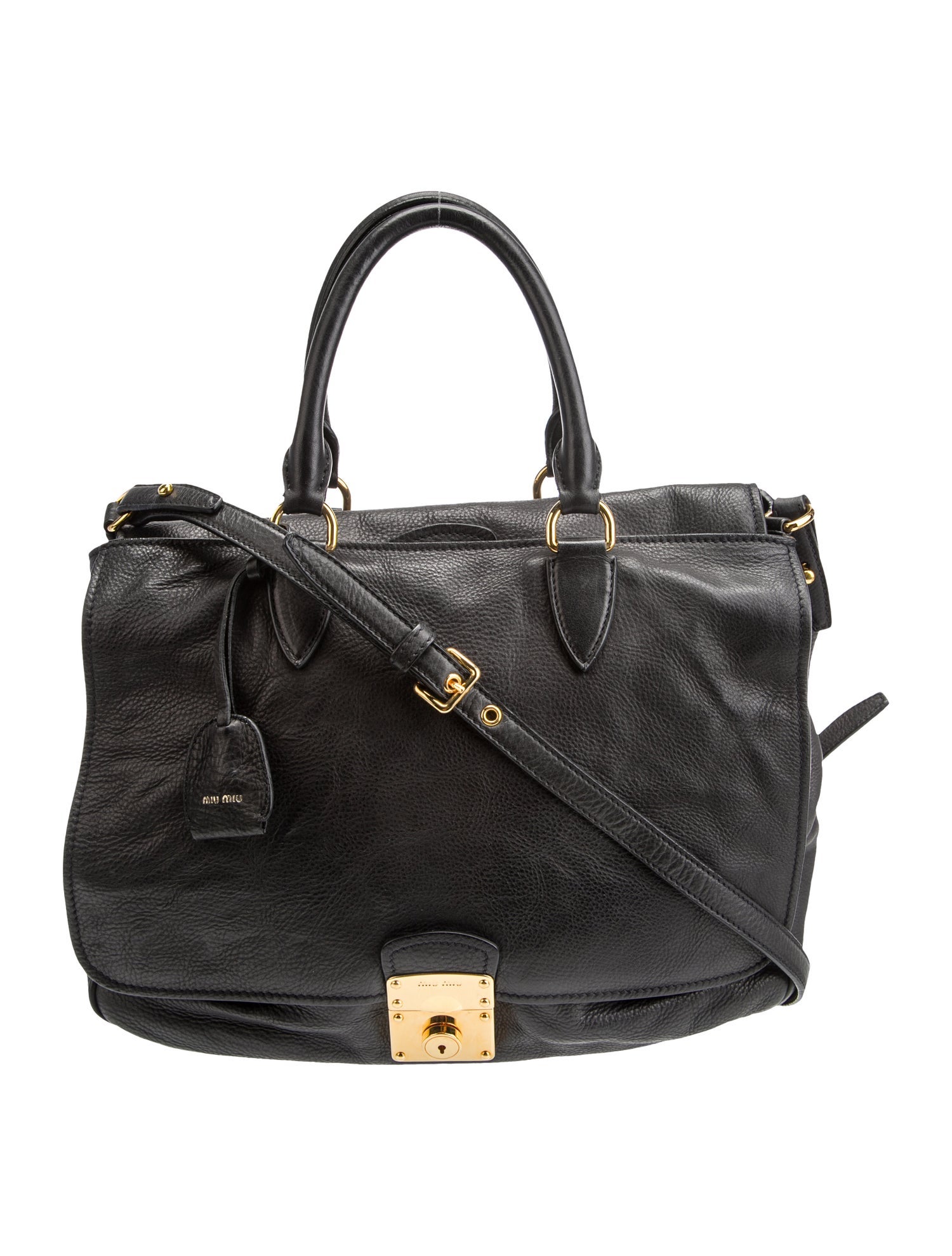 Miu Miu Leather Top Handle Bag - Black Handle Bags, Handbags - MIU222794 | The RealReal