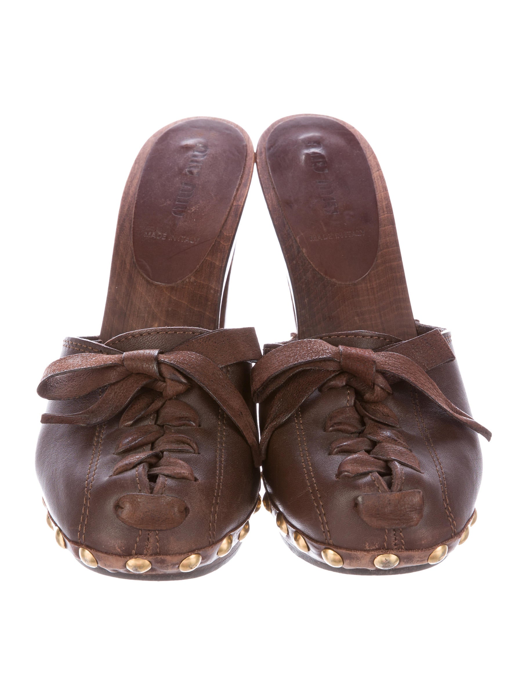 Miu Miu Studded Lace-Up Clogs - Shoes - MIU47252 | The RealReal
