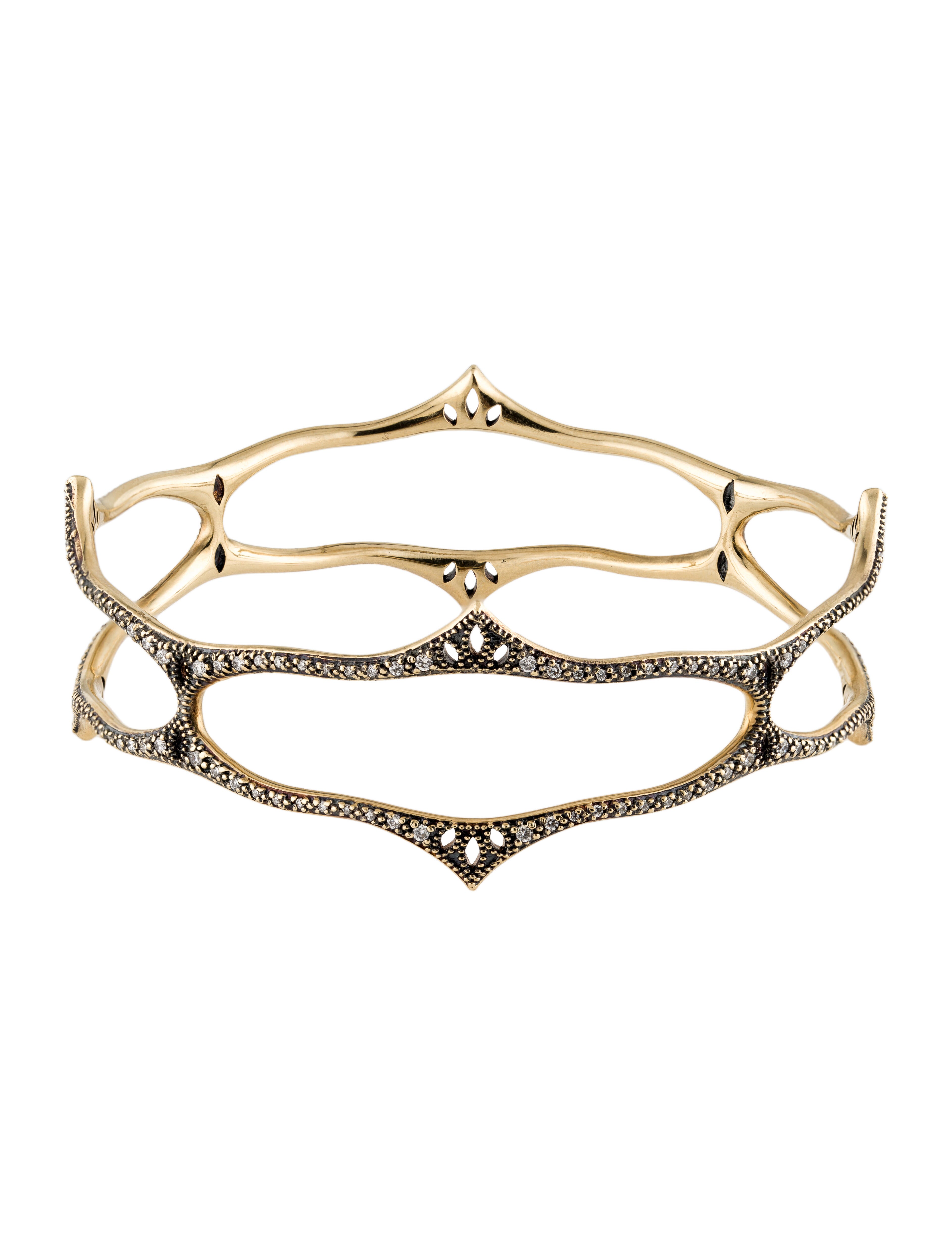 Mizuki 14K Diamond Wavy Bangle Bracelet - 14K Yellow Gold Bangle ...