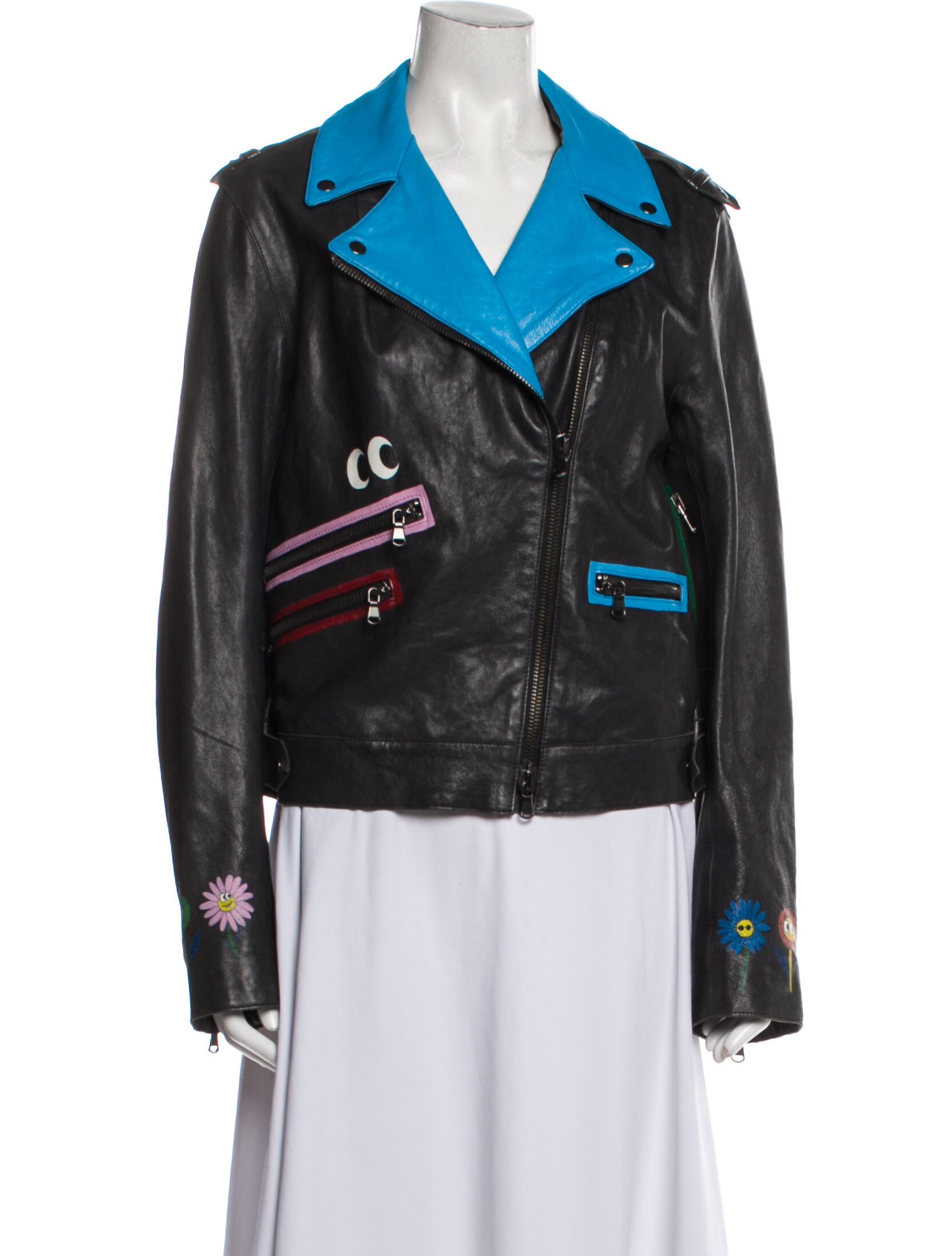 Mira Mikati Leather Biker Jacket - Black Jackets, Clothing - MKA21680 ...