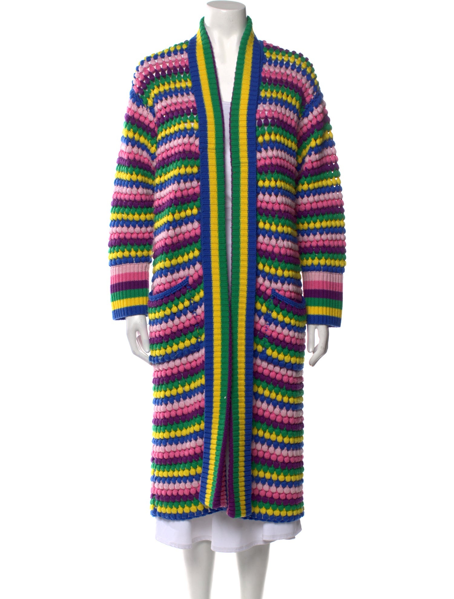 Mira Mikati Striped V-Neck Sweater - Pink Knitwear, Clothing - MKA22061 ...