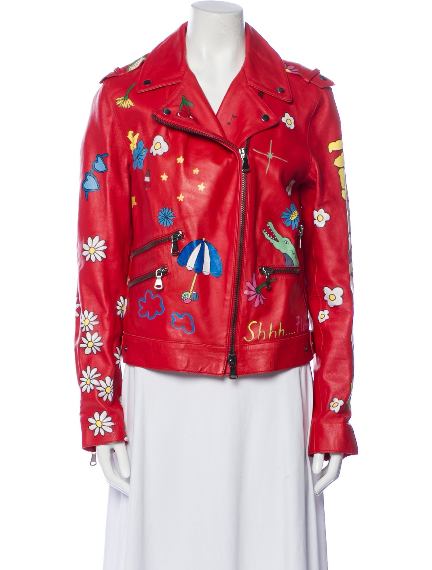 Mira Mikati Leather Printed - Red Jackets, Clothing - MKA22153 | The ...