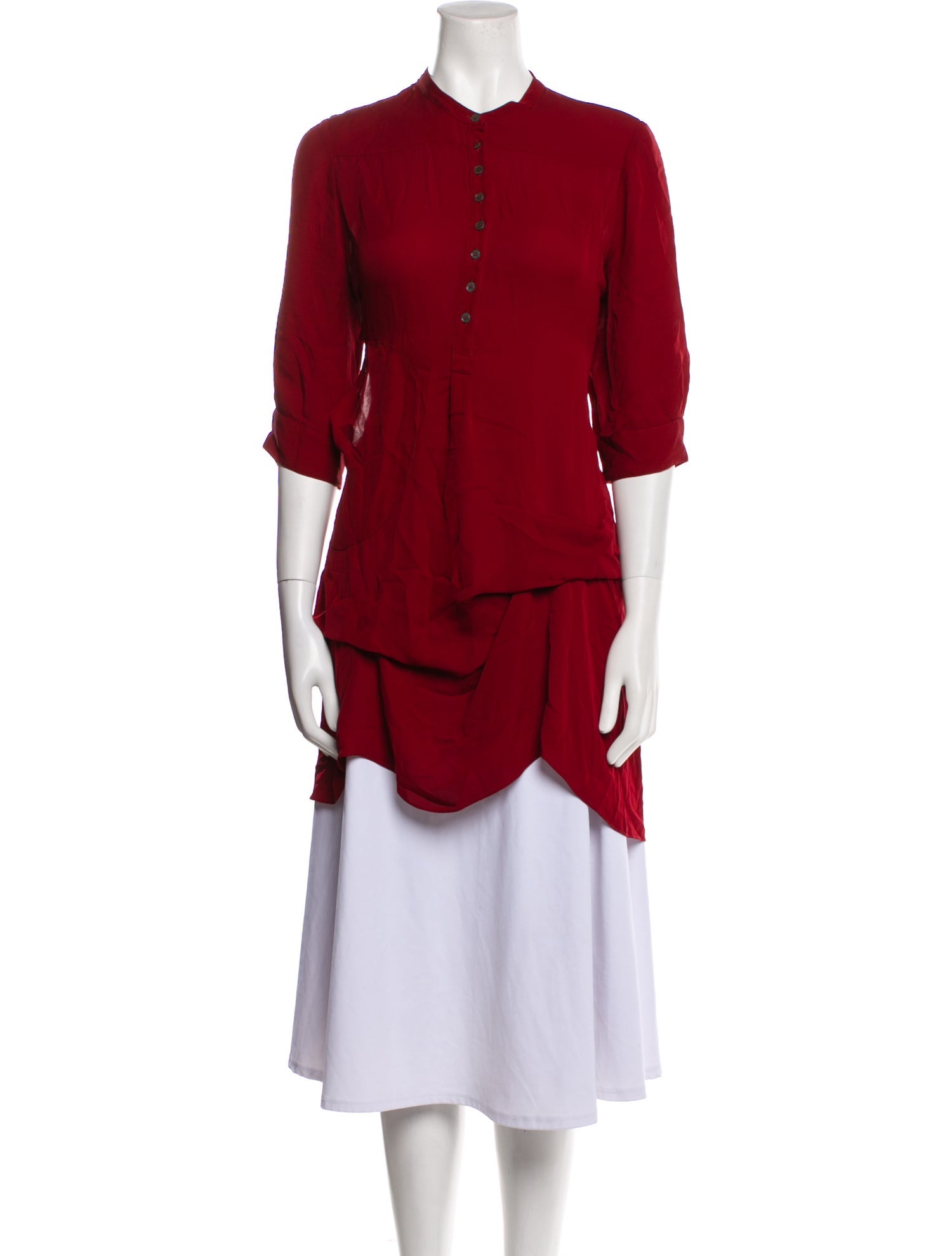 Morgane Le Fay Silk Three-Quarter Sleeve Tunic - Orange Tops, Clothing ...