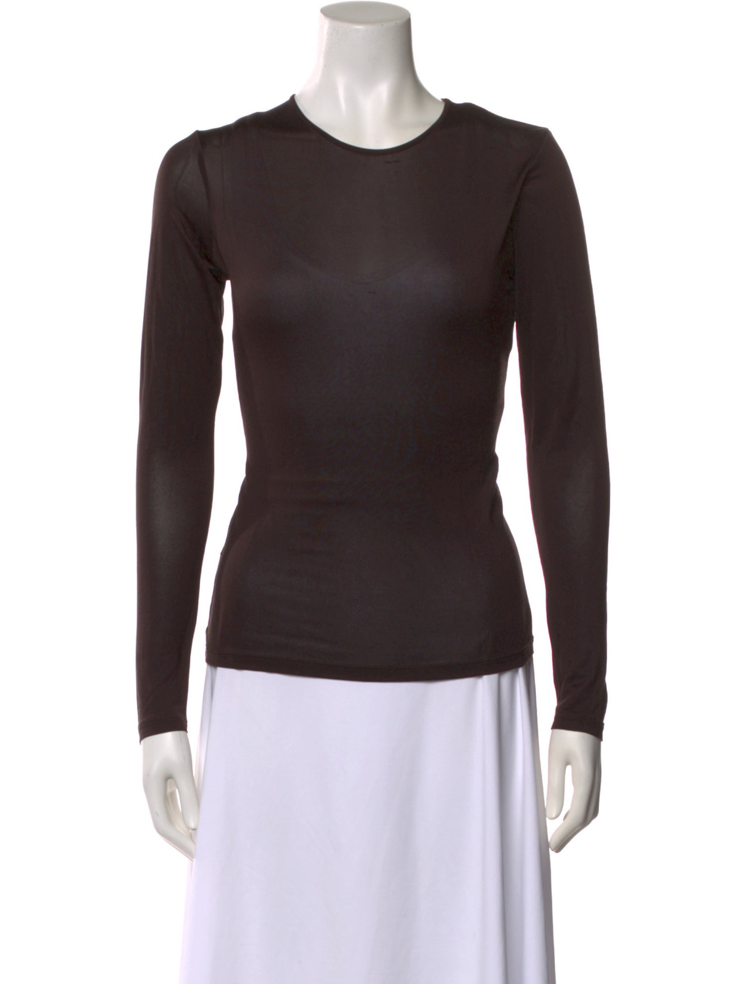 Morgane Le Fay Silk Crew Neck Top - Brown Tops, Clothing - MLF27905 ...