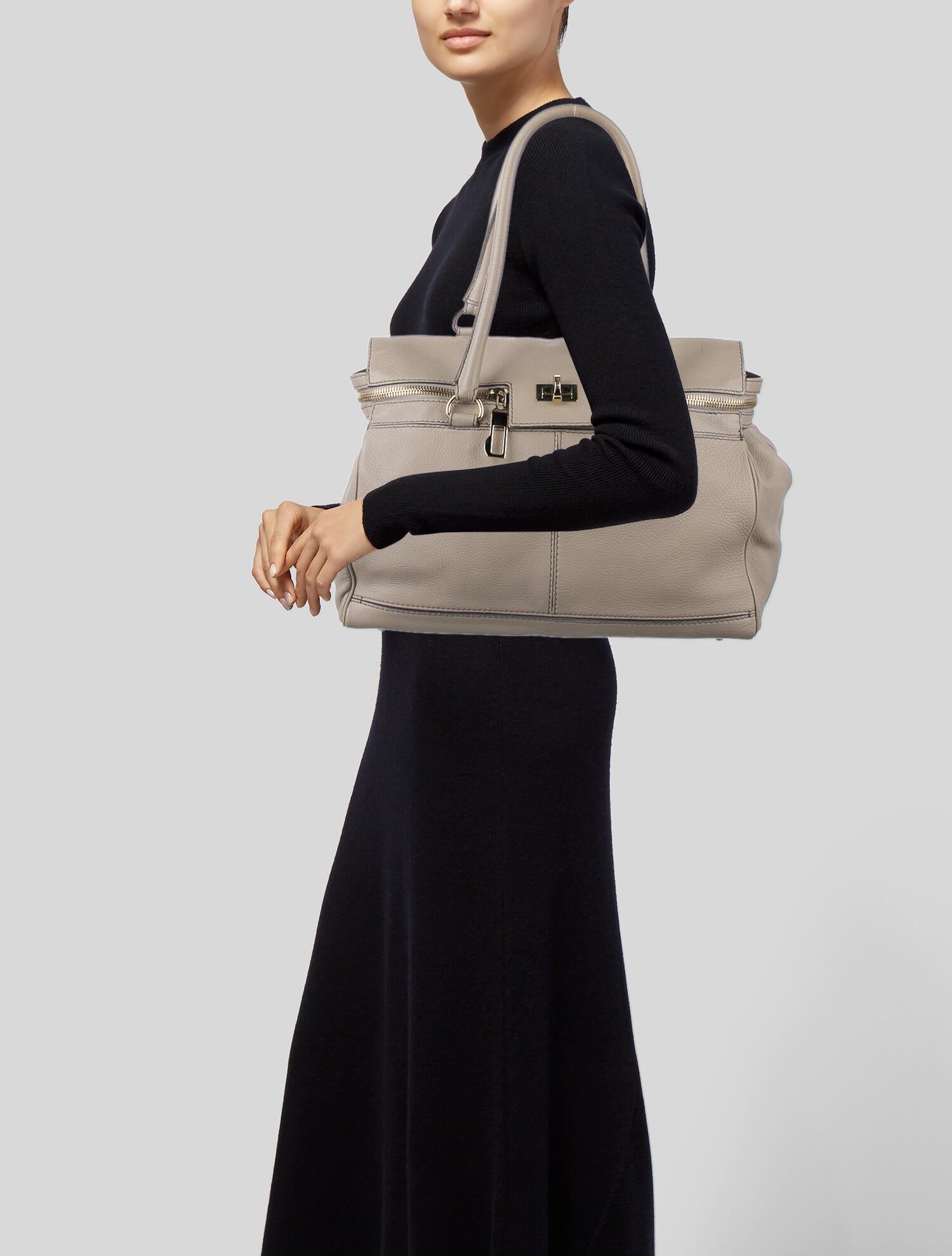 Max Mara Leather Tote Bag - Grey Totes, Handbags - MMA101173 | The RealReal