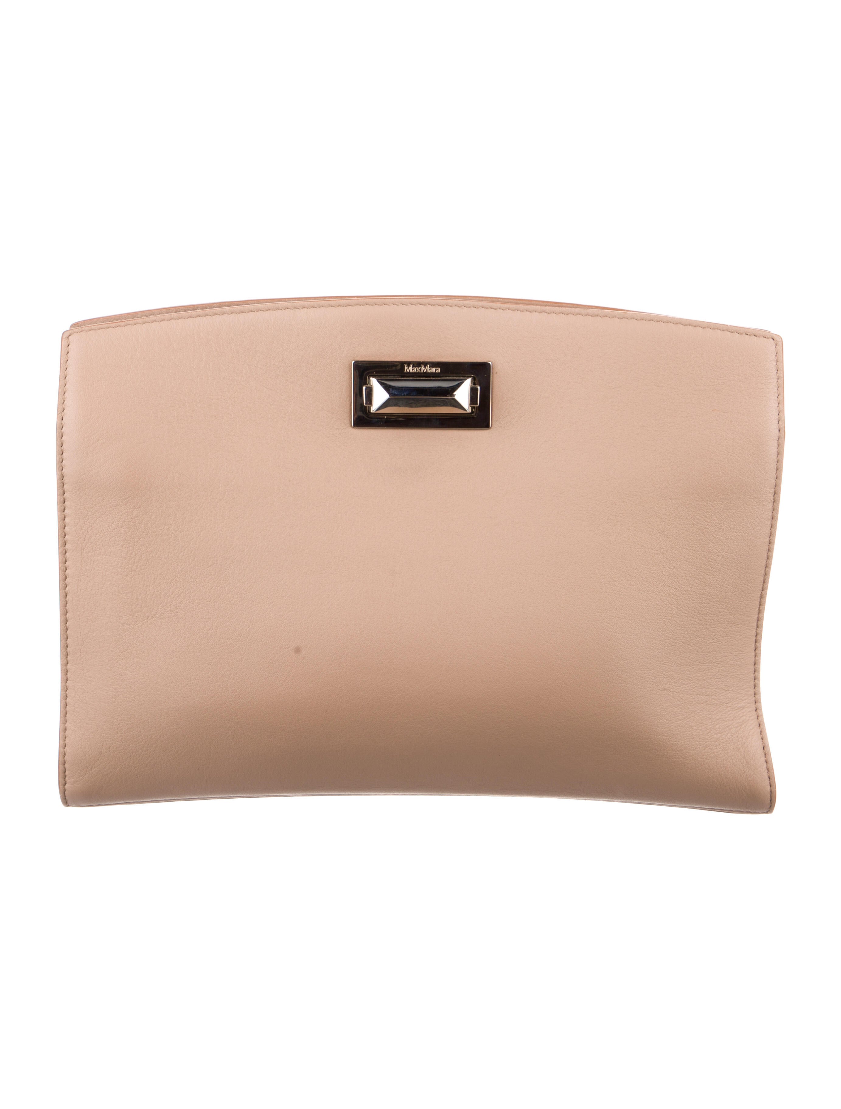 Max Mara Solid Leather Clutch - Brown Clutches, Handbags - MMA118281 ...