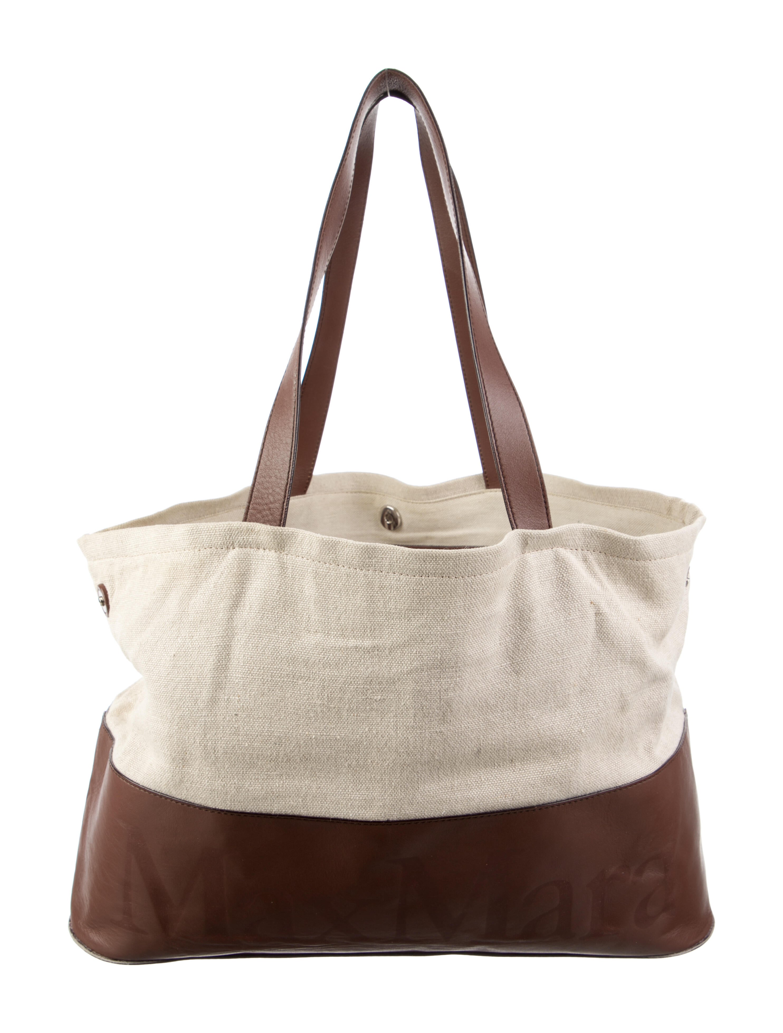 Max Mara Canvas Leather-Trimmed Tote Bag - Brown Totes, Handbags ...