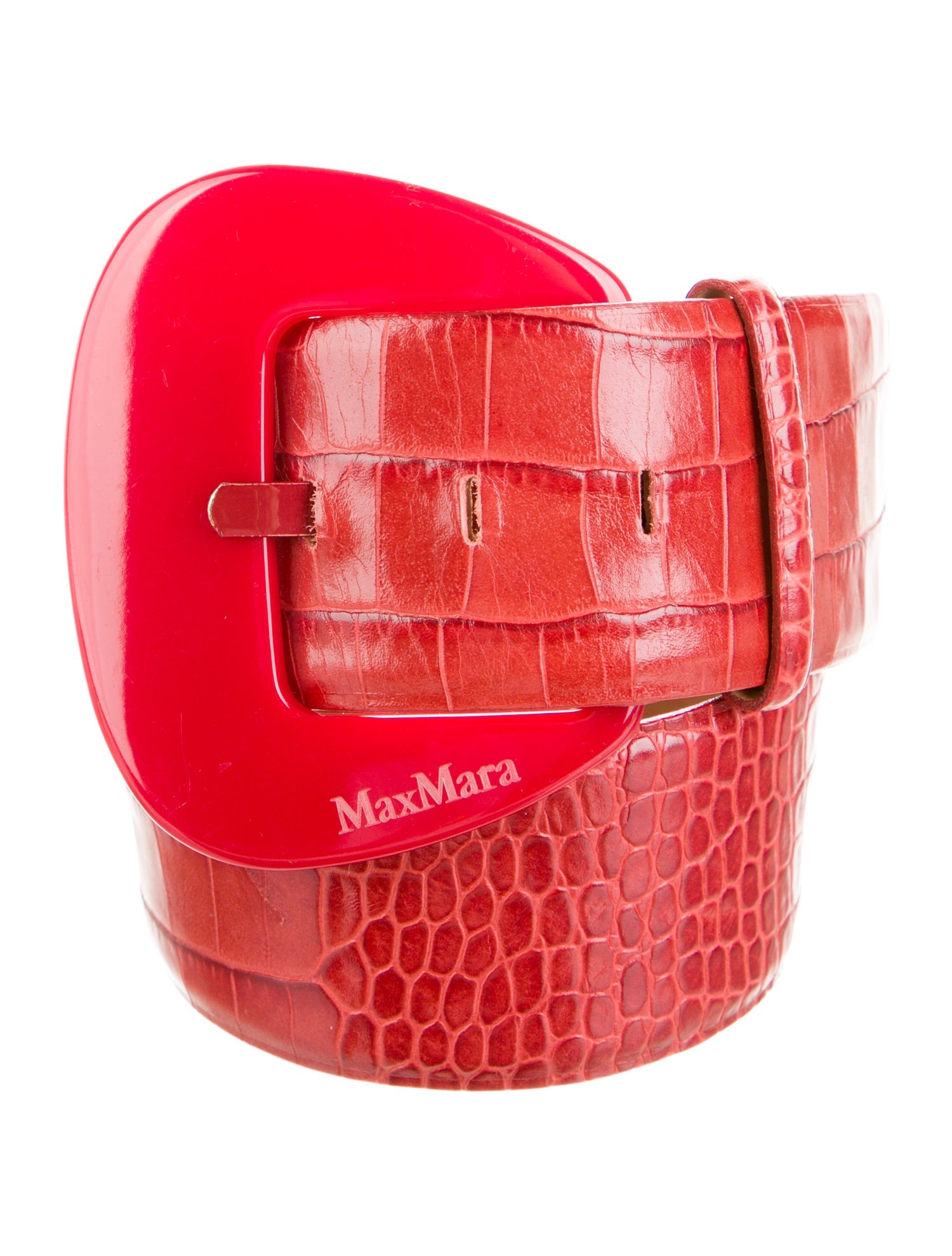 Max Mara Wide Alligator Waist Belt - Red Belts, Accessories - MMA129774 ...