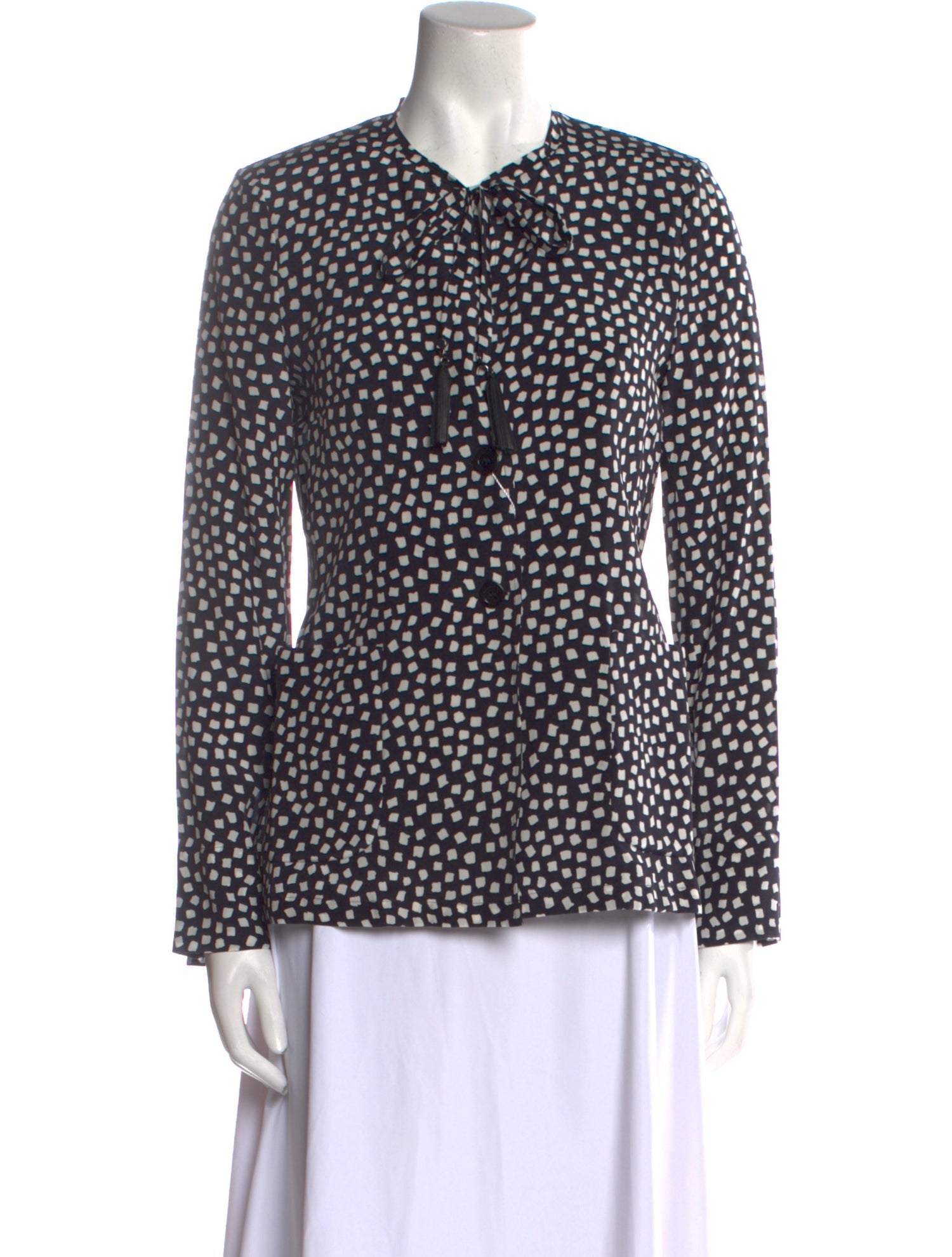 Max Mara Silk Printed Button-Up Top w/ Tags - Black Tops, Clothing ...