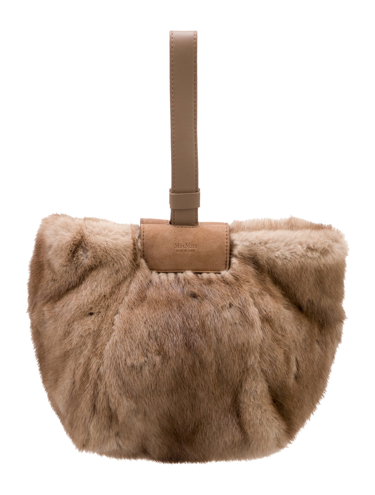 Max Mara Leather Trim Mink Shoulder Bag - Neutrals Shoulder Bags ...