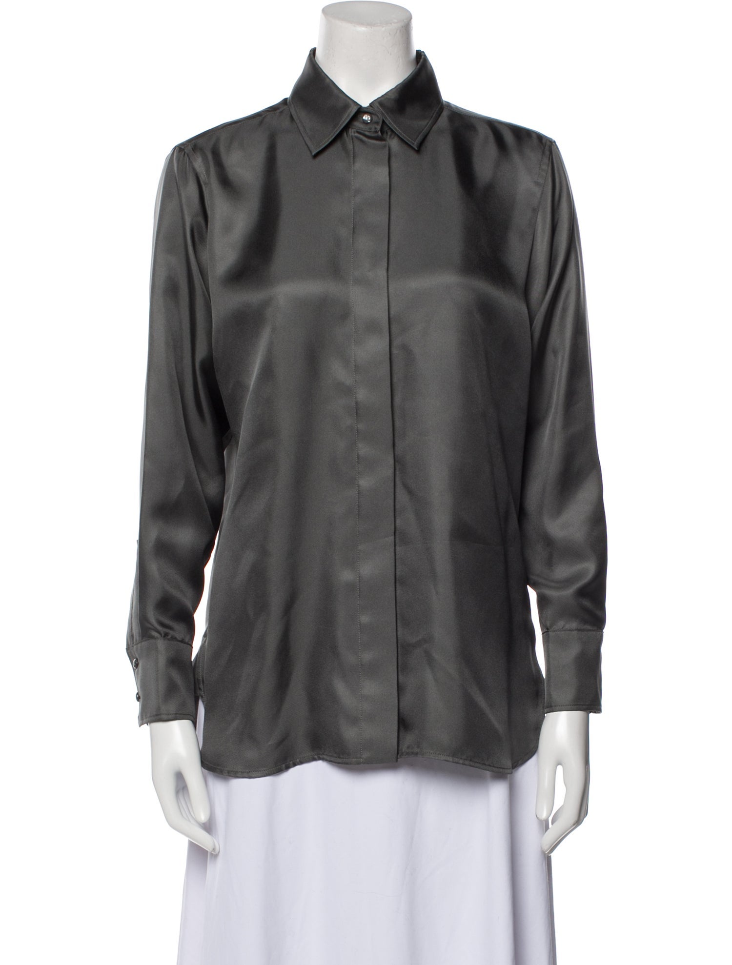 Max Mara Silk Top w/ Tags - Grey Tops, Clothing - MMA134395 | The RealReal