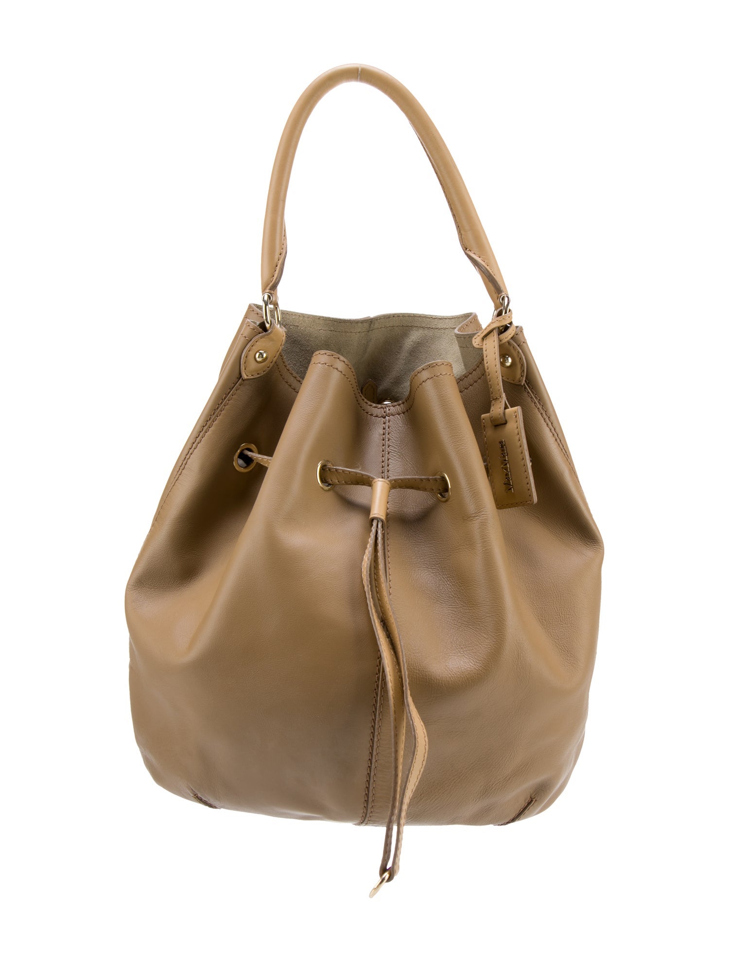 Max Mara Leather Large Bucket Bag - Brown Bucket Bags, Handbags ...