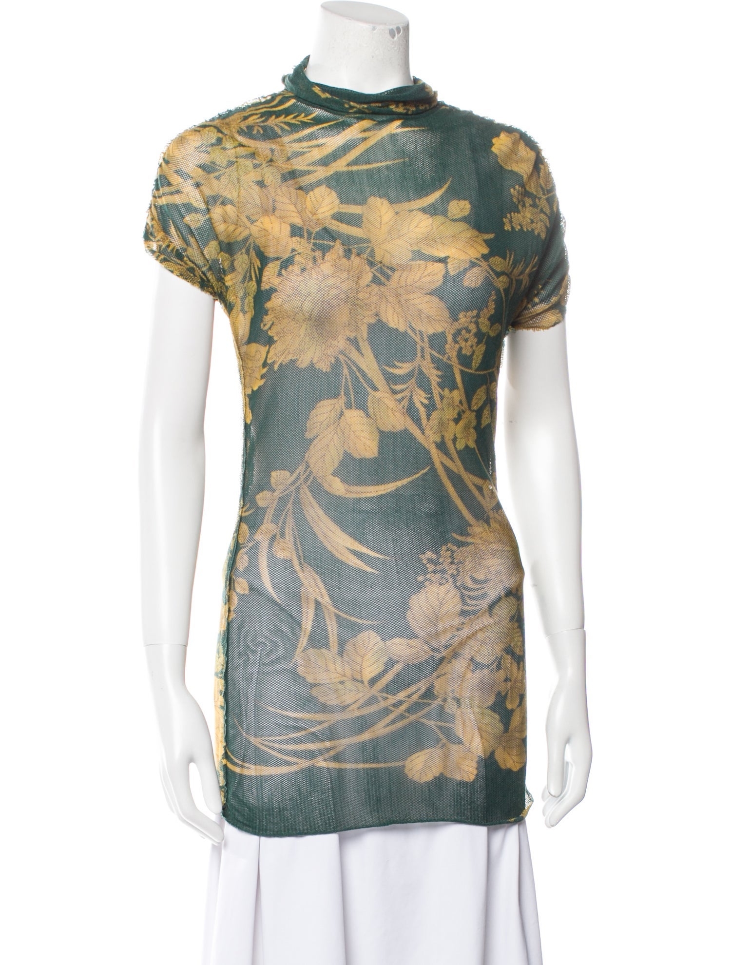 Max Mara Printed Cowl Neck Tunic - Green Tops, Clothing - MMA144388 ...
