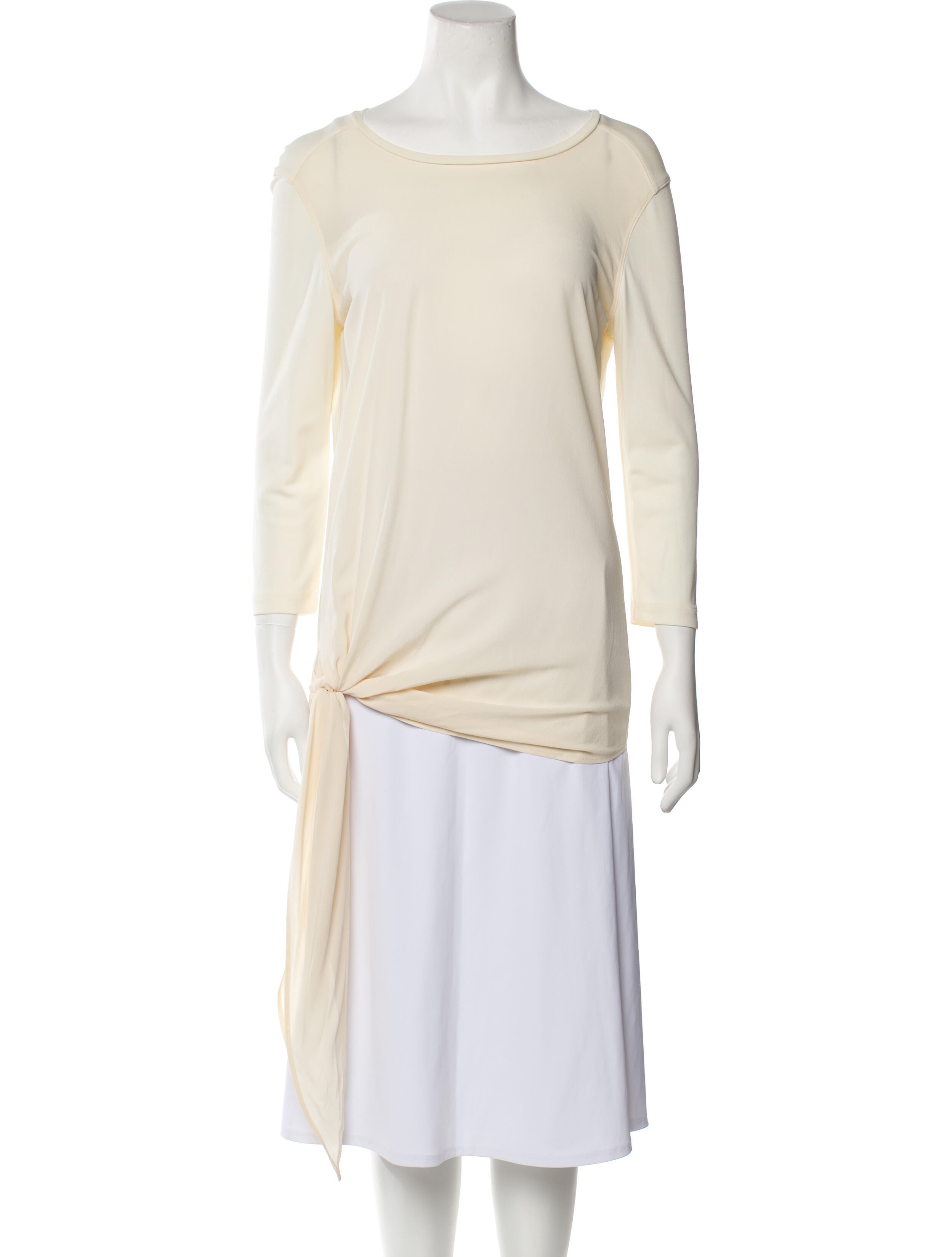 Max Mara Scoop Neck Three-Quarter Sleeve Tunic - Neutrals Tops ...