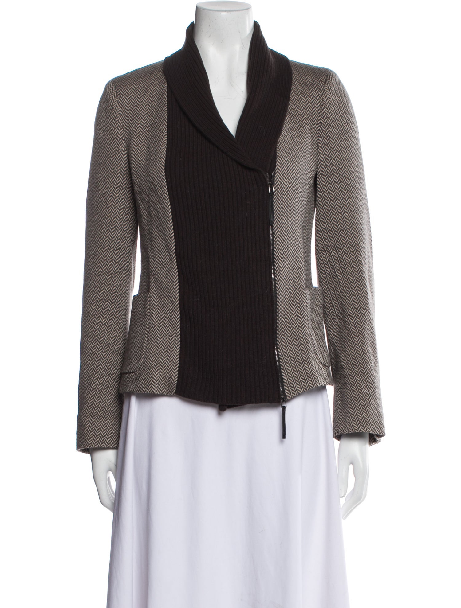 Max Mara Virgin Wool Striped Jacket - Brown Jackets, Clothing ...