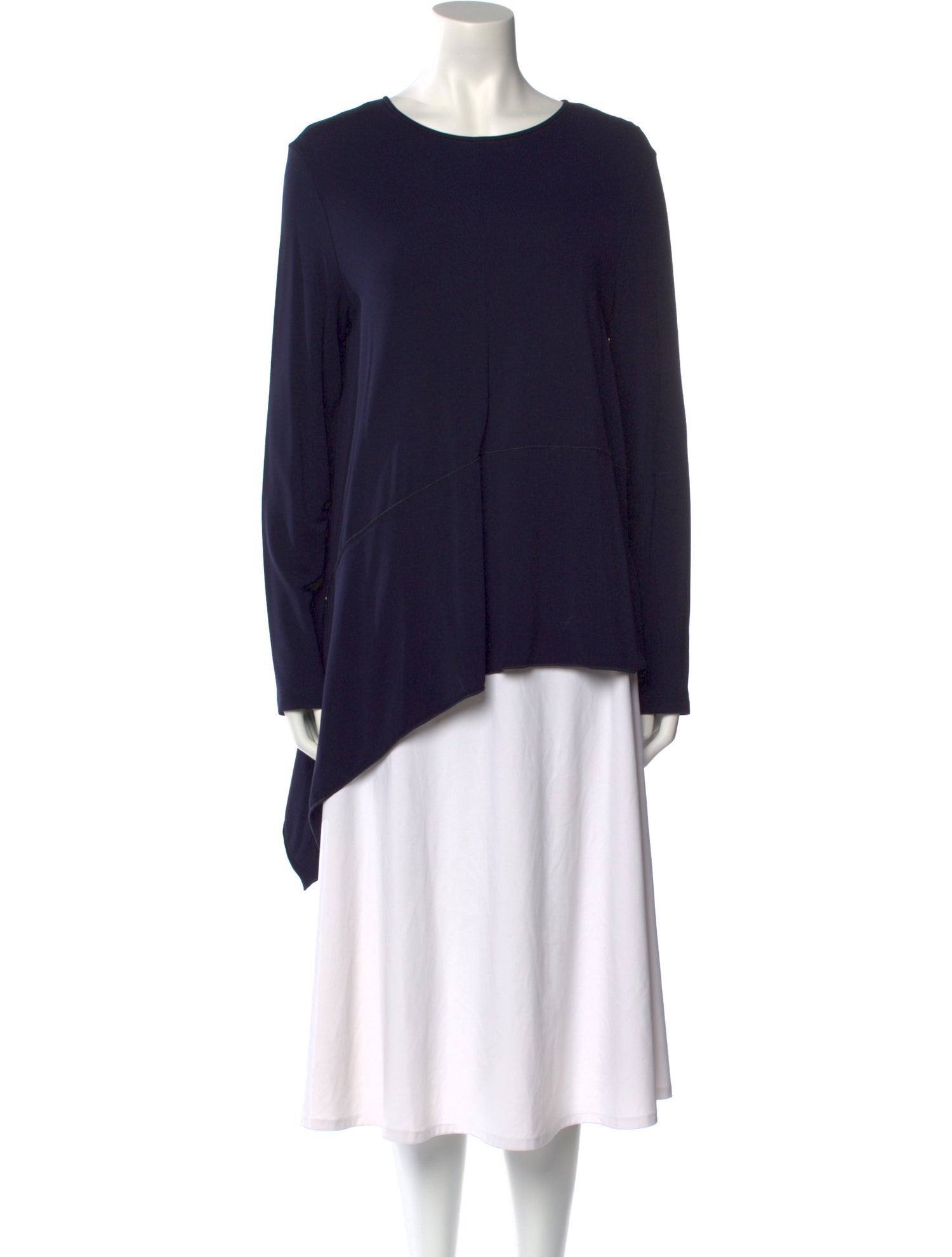 Max Mara Scoop Neck Long Sleeve Tunic - Blue Tops, Clothing - MMA155260 ...