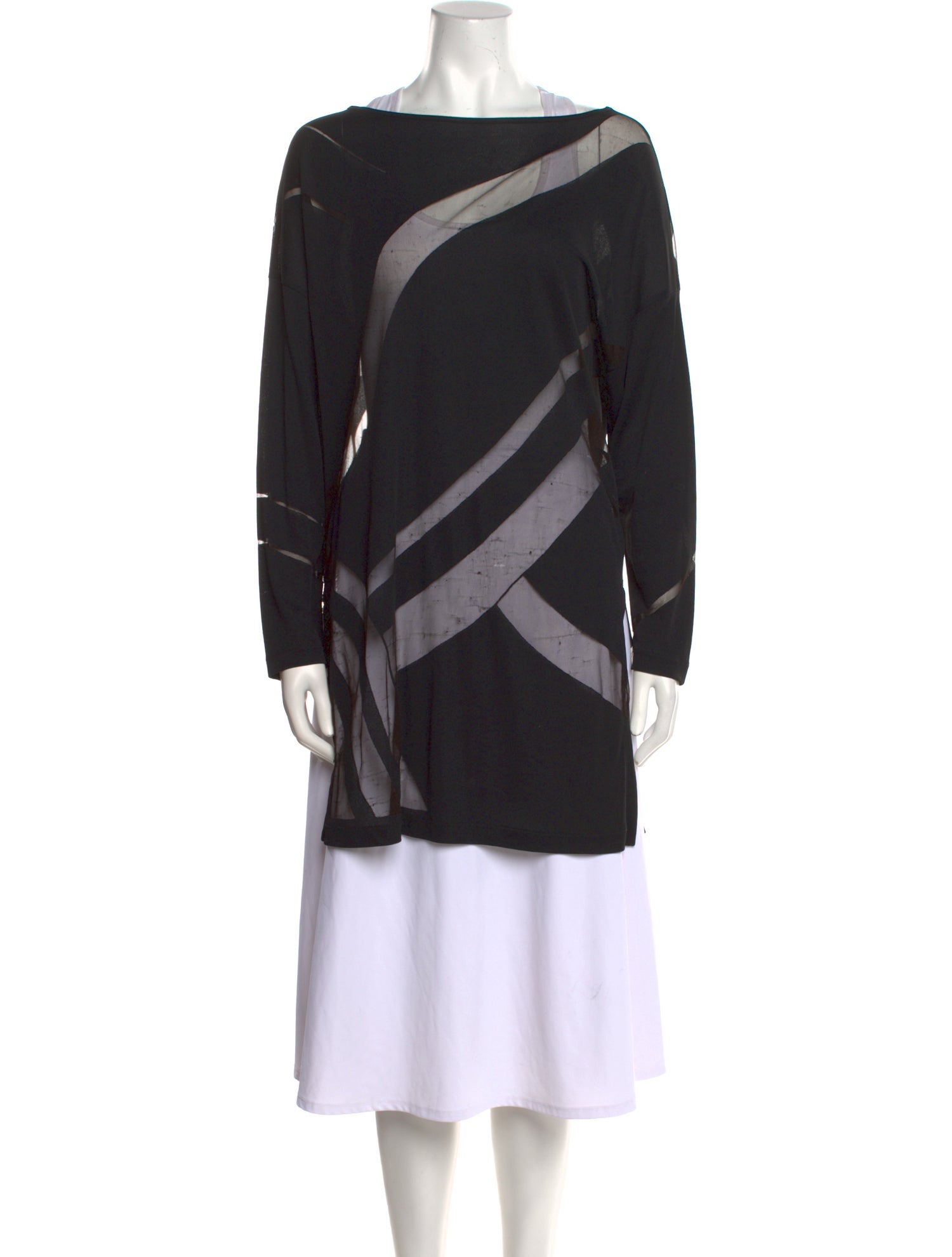 Max Mara Bateau Neckline Long Sleeve Tunic - Black Tops, Clothing ...