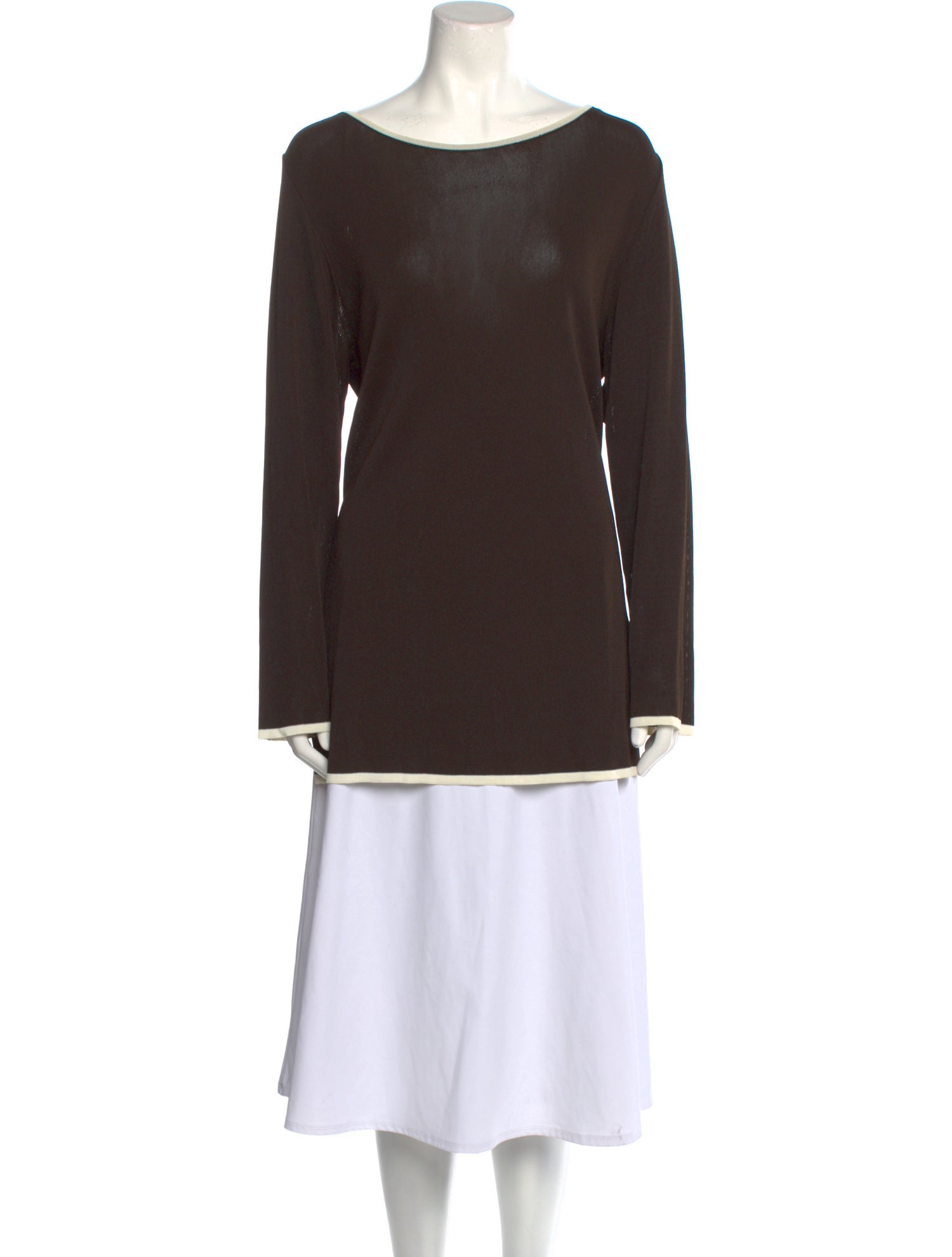 Max Mara Bateau Neckline Long Sleeve Tunic - Brown Tops, Clothing ...