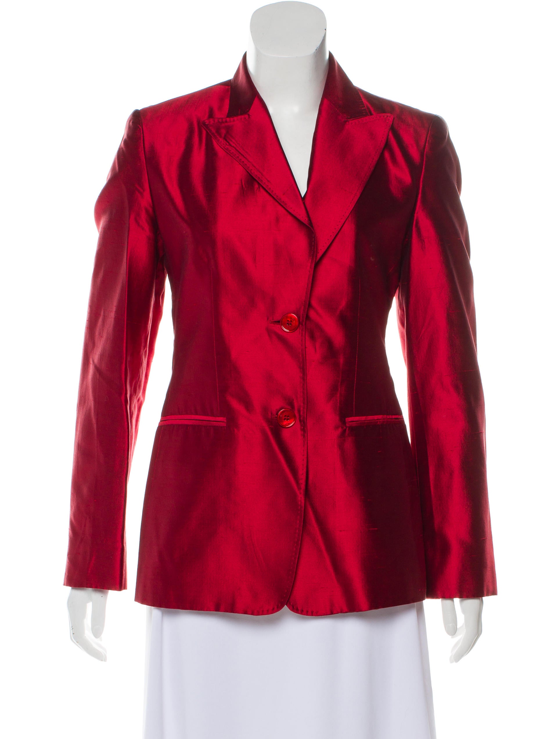 Max Mara MaxMara Silk Peak-Lapel Blazer - Red Jackets, Clothing ...