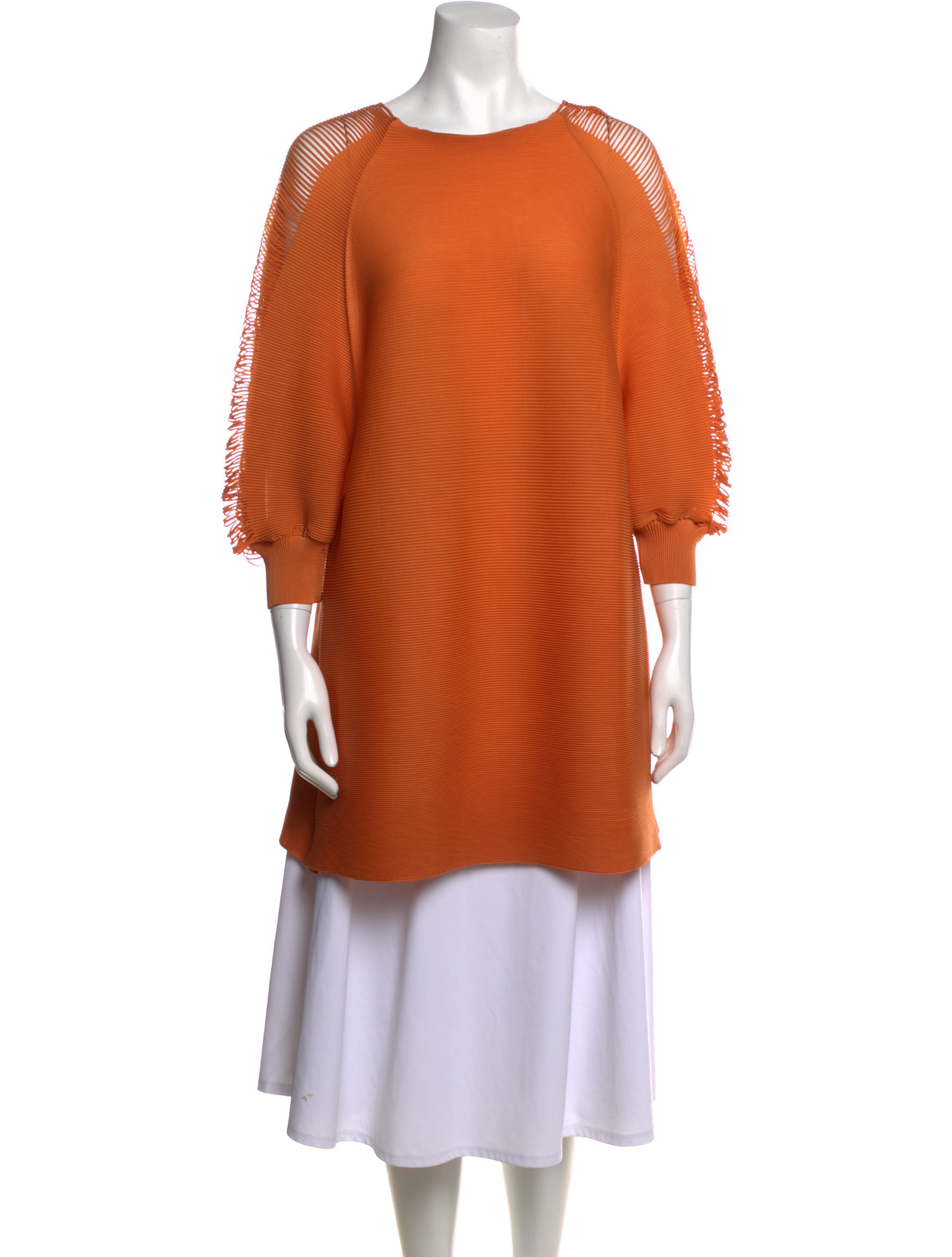 Masaki Matsuka Scoop Neck Three-Quarter Sleeve Tunic - Orange Tops ...