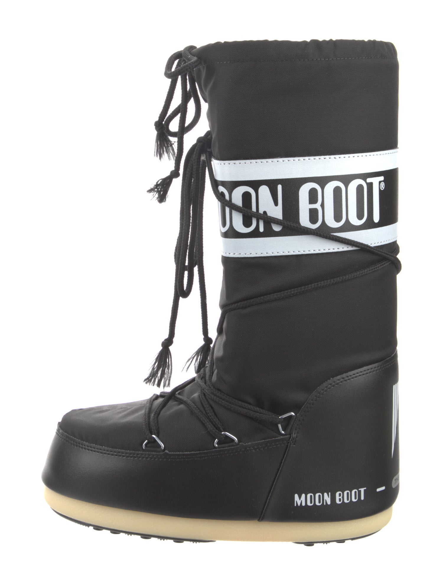 Moon Boot Nylon Printed Lace-Up Boots - Black Boots, Shoes - MNBOO21024 ...