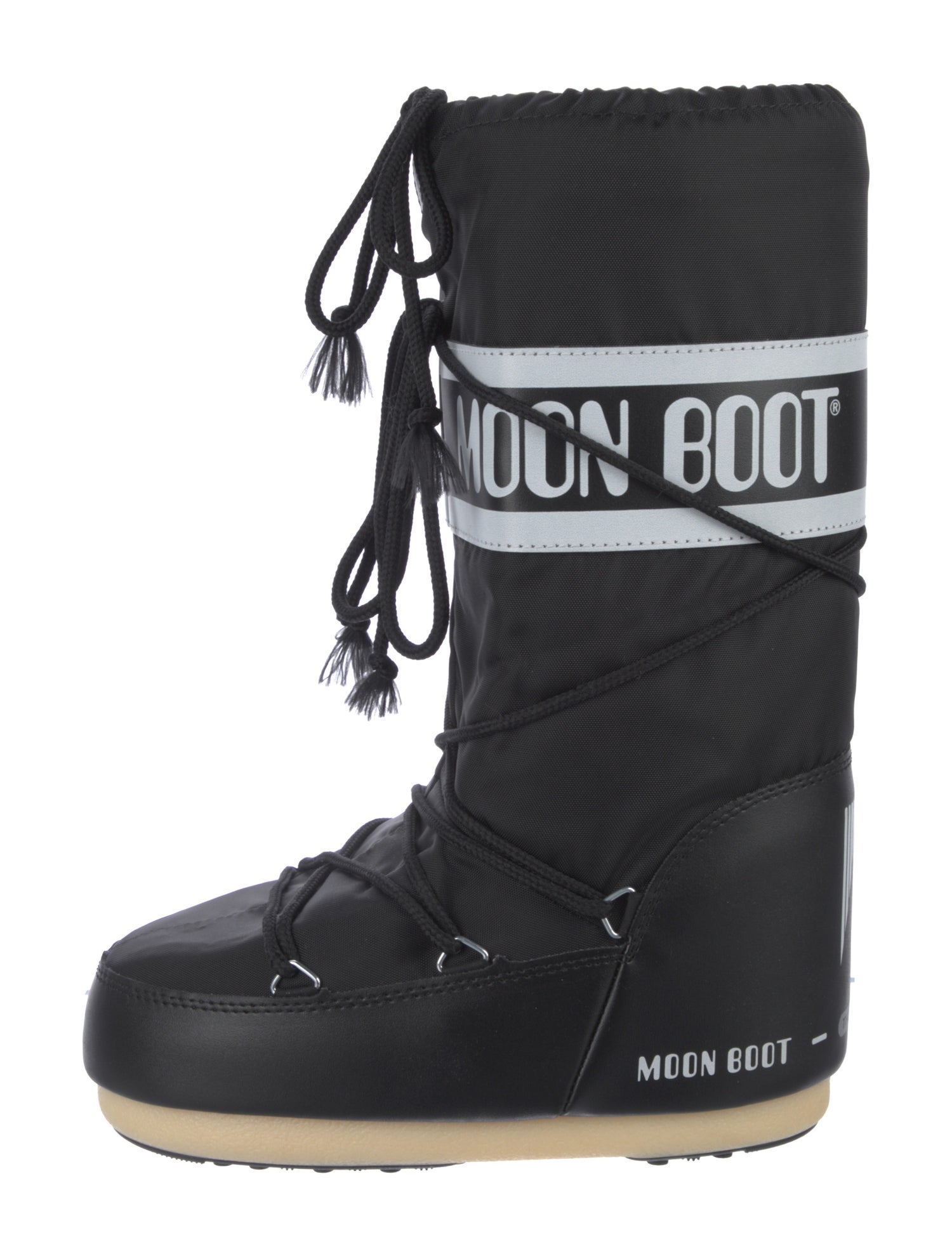 Moon Boot Leather Printed Lace-Up Boots - Black Boots, Shoes ...