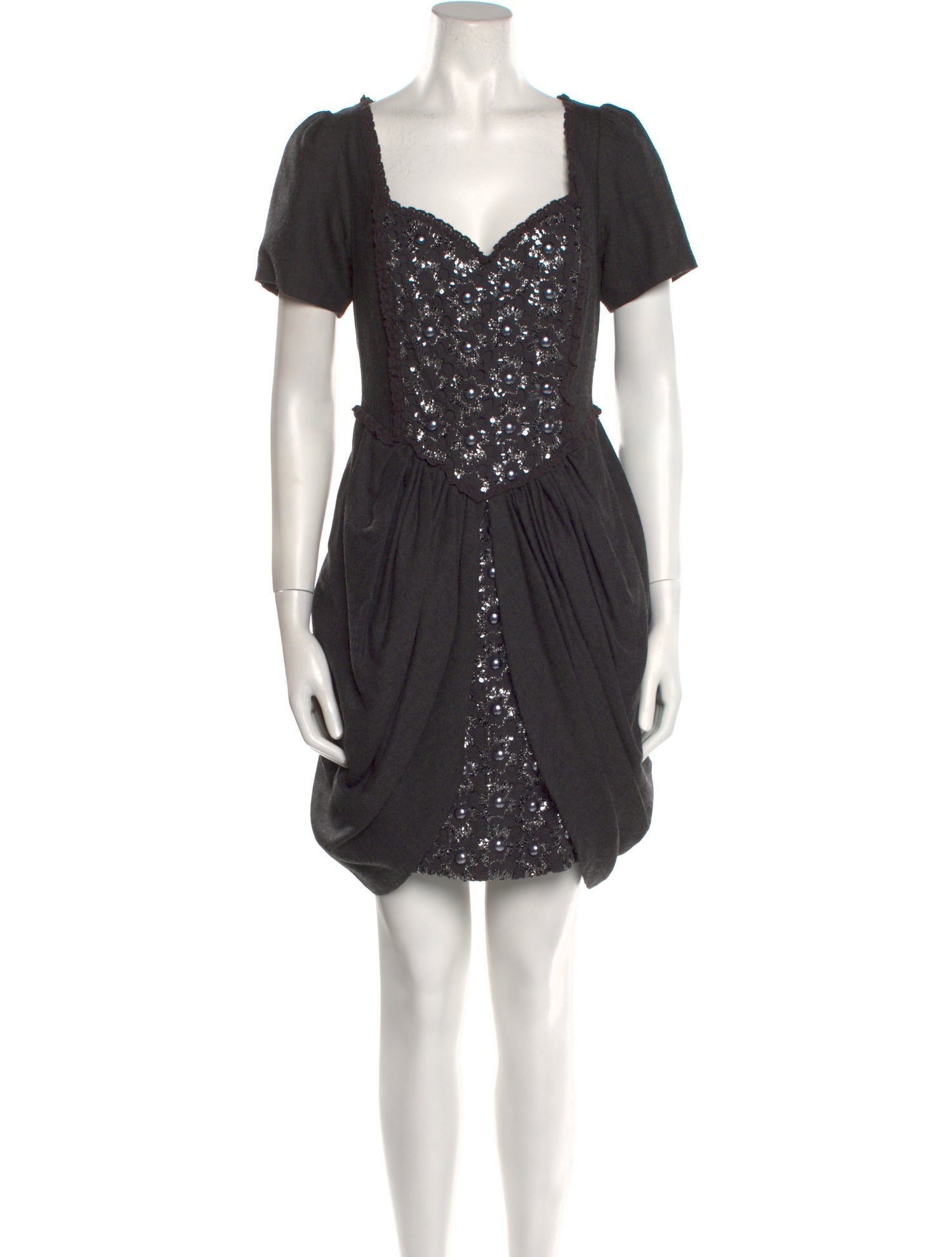 Manoush V-Neck Mini Dress - Grey Dresses, Clothing - MNH22126 | The ...