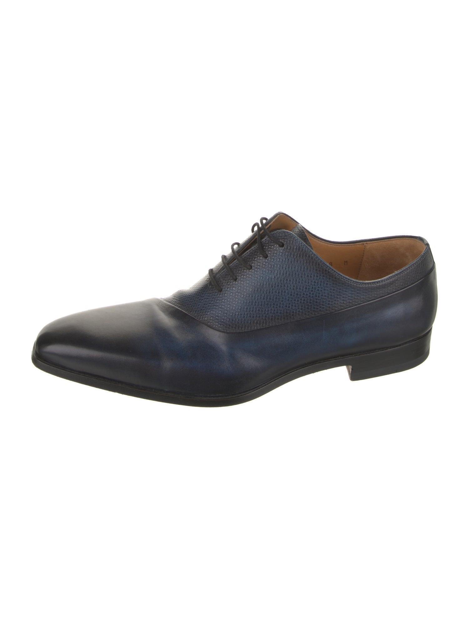 Magnanni Leather Colorblock Pattern Oxfords - Blue Oxfords, Shoes ...