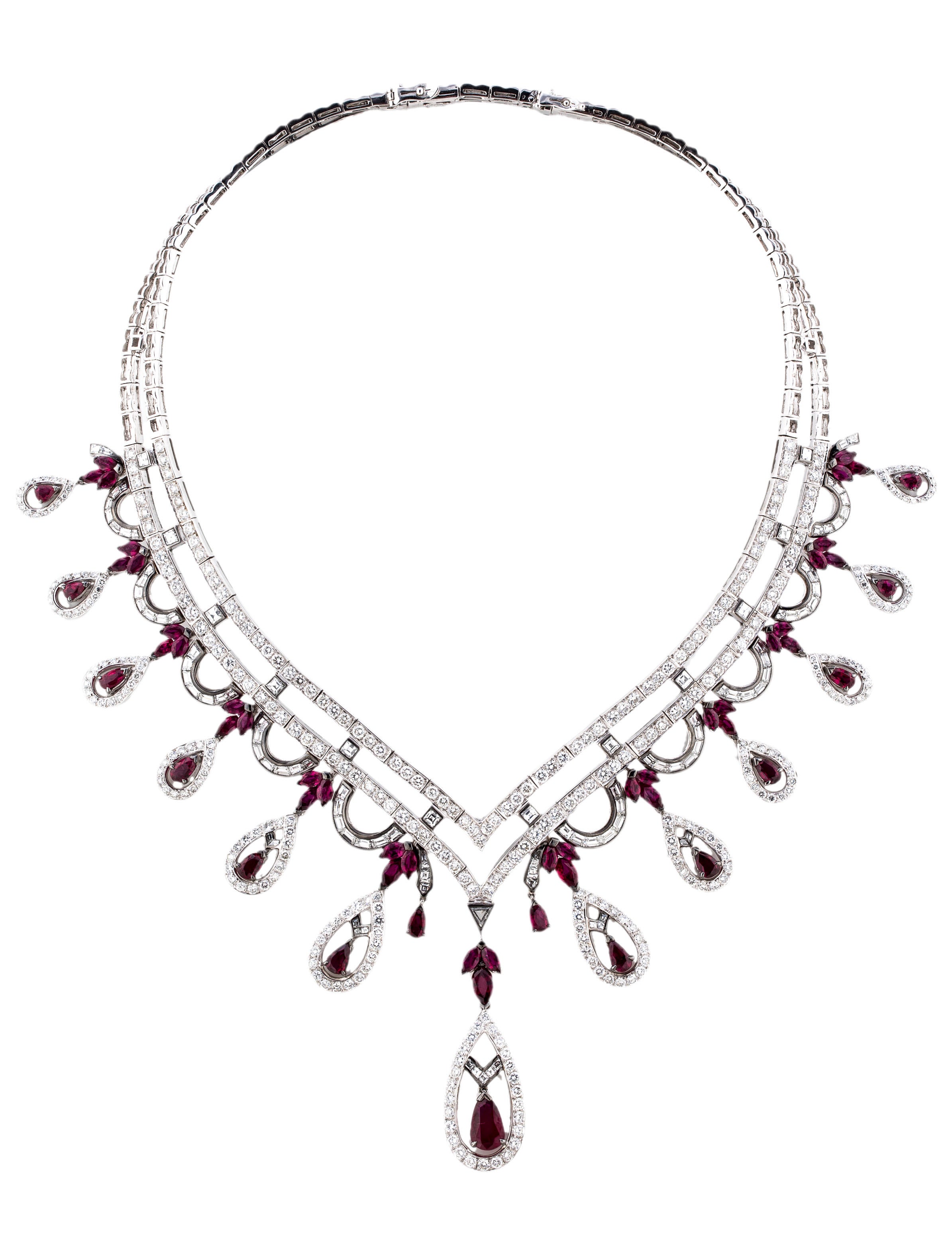 Mouawad 18K Diamond & Ruby Collar - Red, 18K White Gold Collar ...