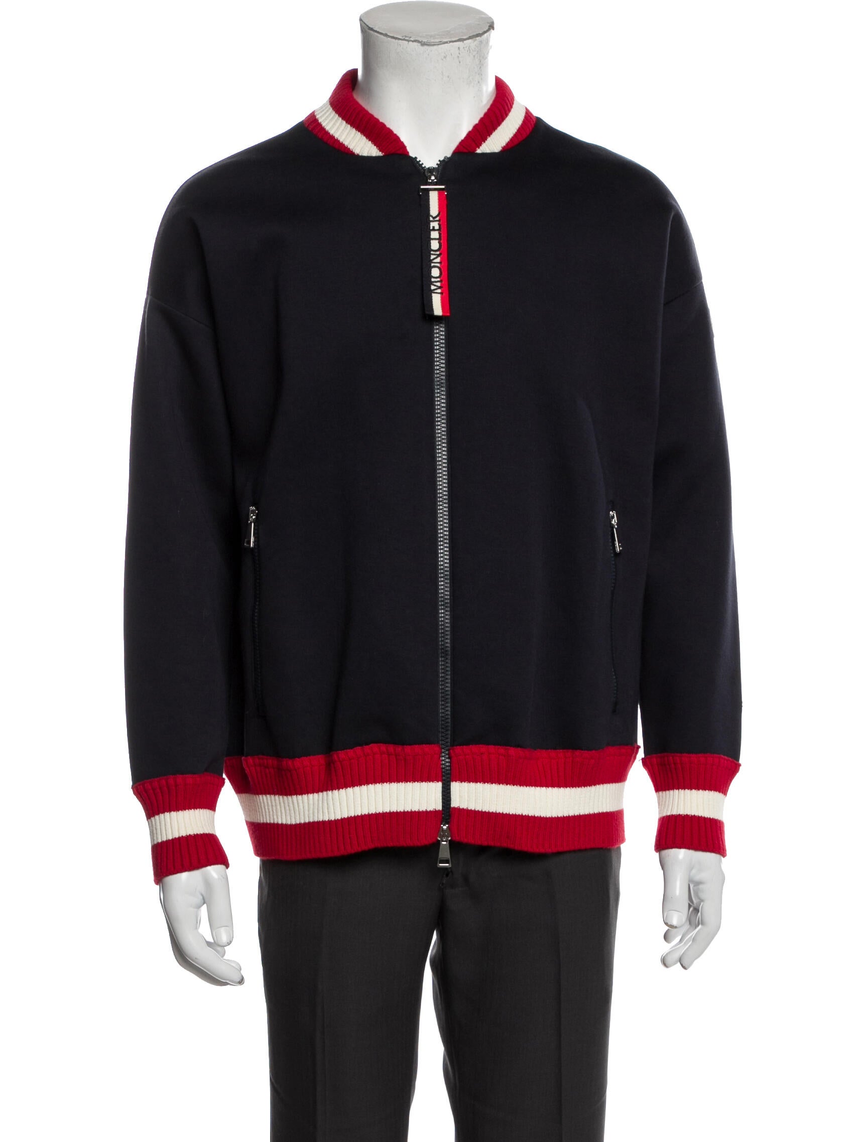 Moncler Colorblock Pattern Bomber Jacket - Blue Jackets, Clothing ...