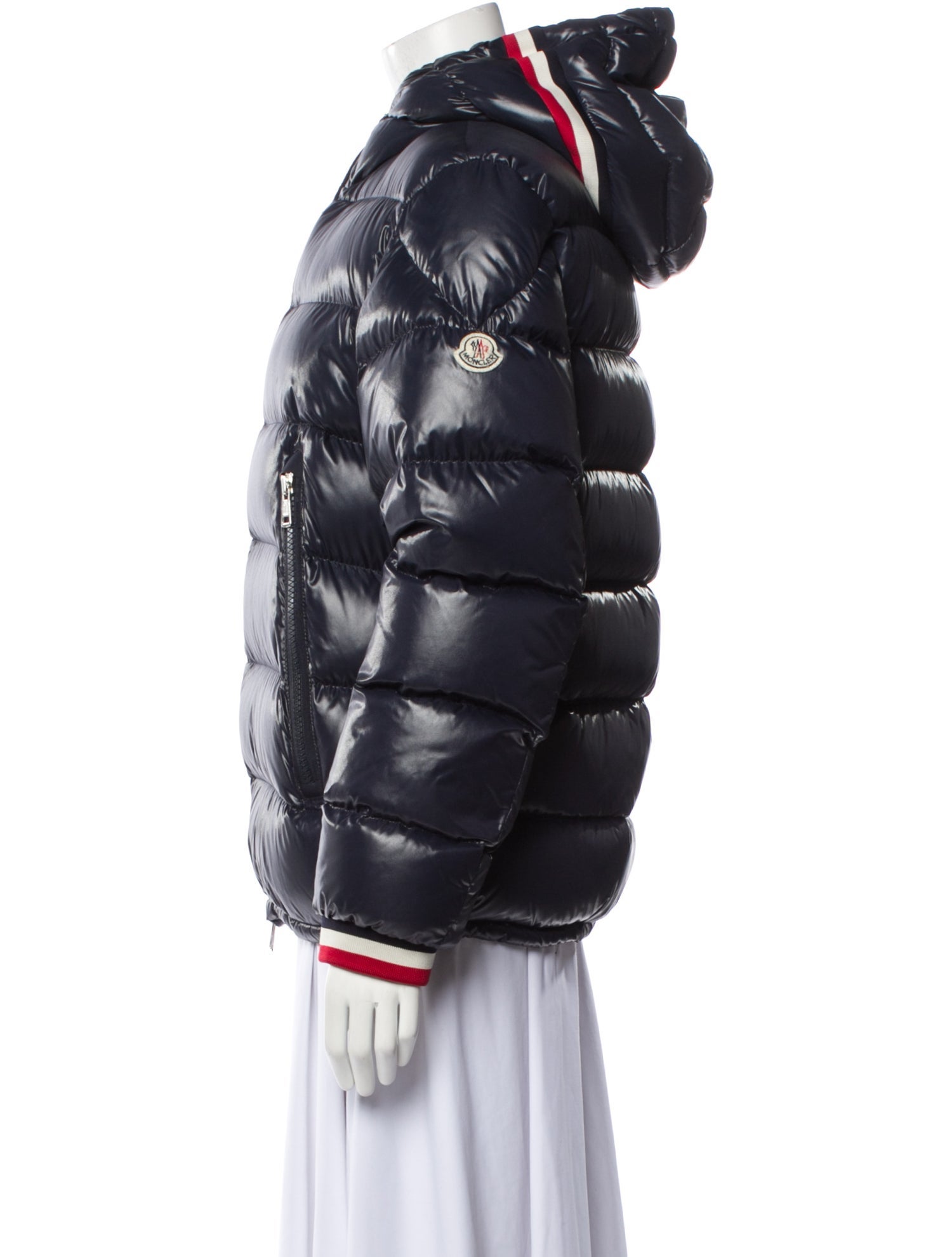 Moncler Striped Puffer Coat - Blue Outerwear, Clothing - MOC130490 ...